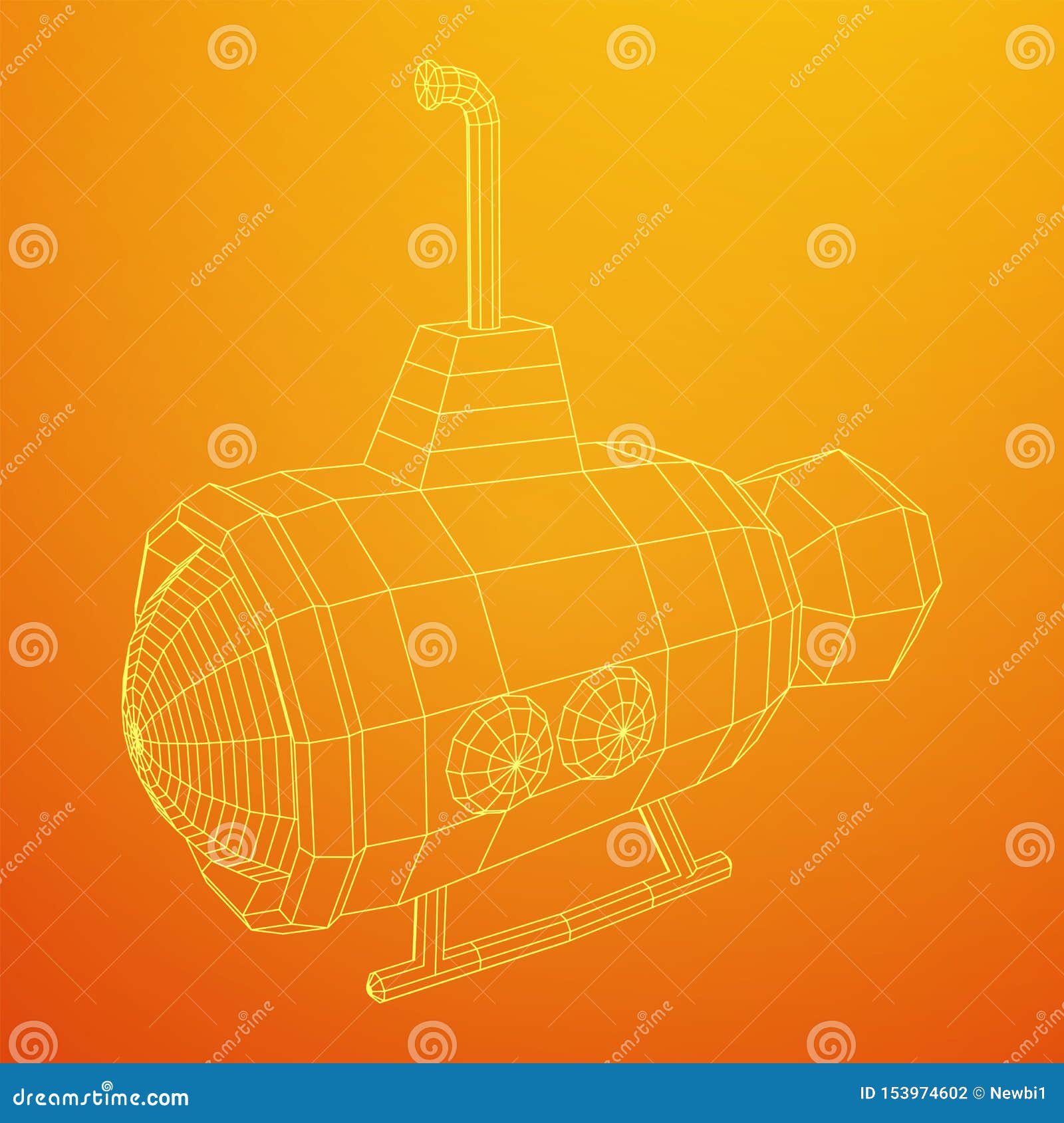 Submarine Underwater Boat Wireframe. Stock Vector - Illustration of ...