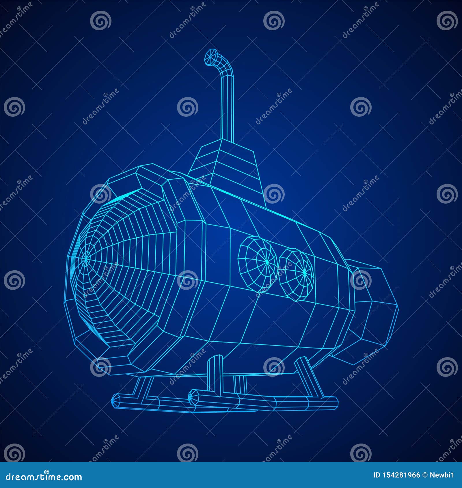 Submarine Underwater Boat Wireframe. Stock Vector - Illustration of ...