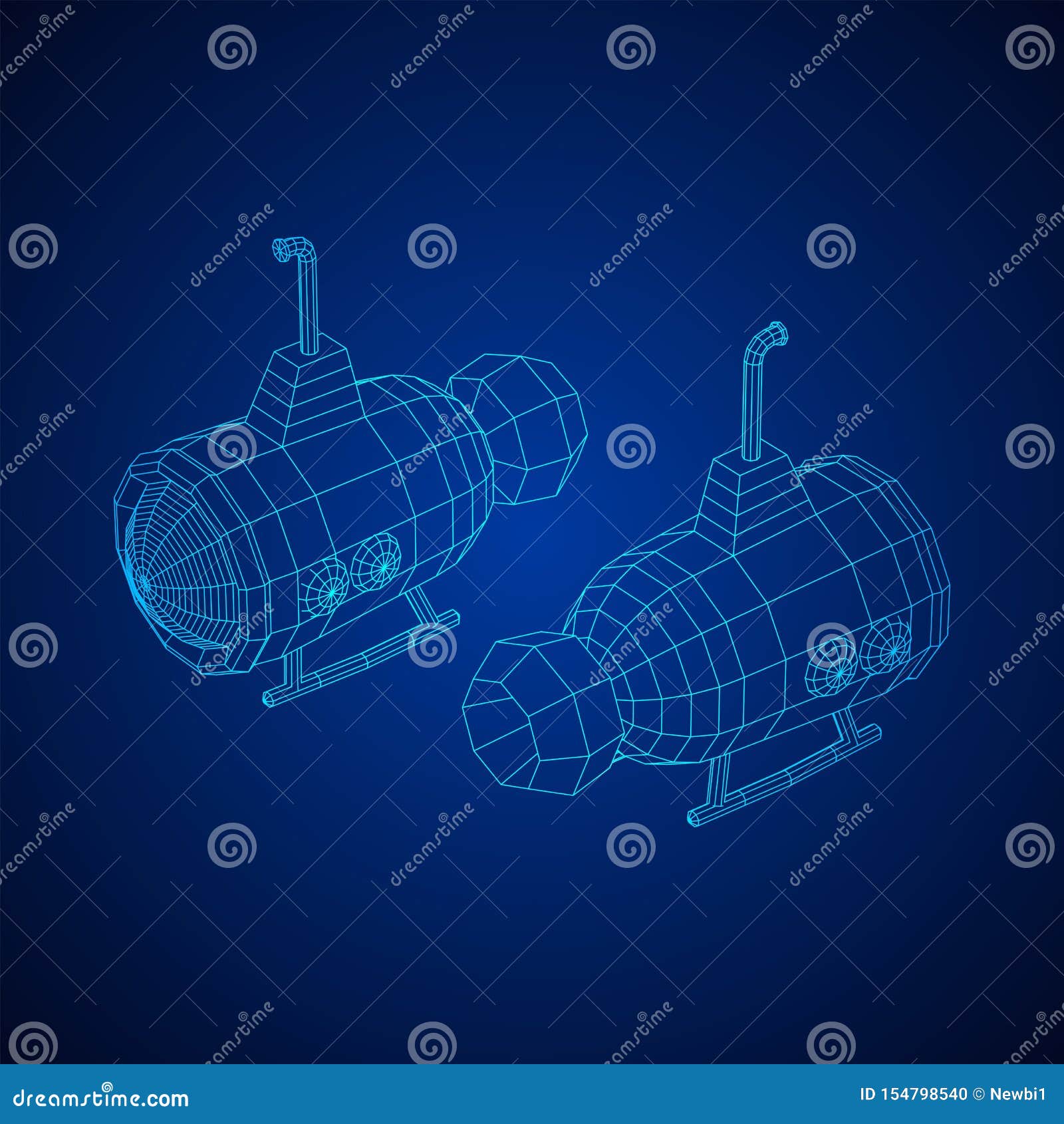 Submarine Underwater Boat Wireframe. Stock Vector - Illustration of ...