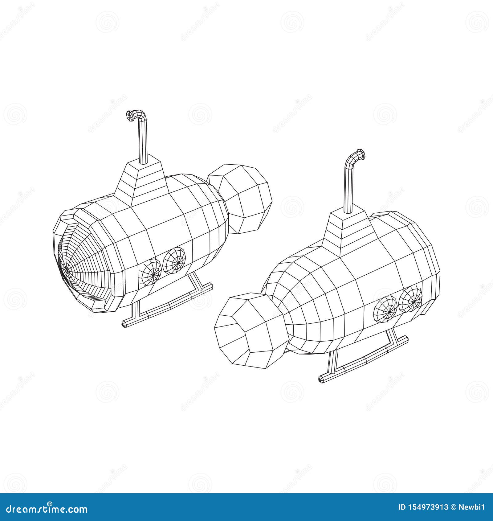 Submarine Underwater Boat Wireframe. Stock Vector - Illustration of ...