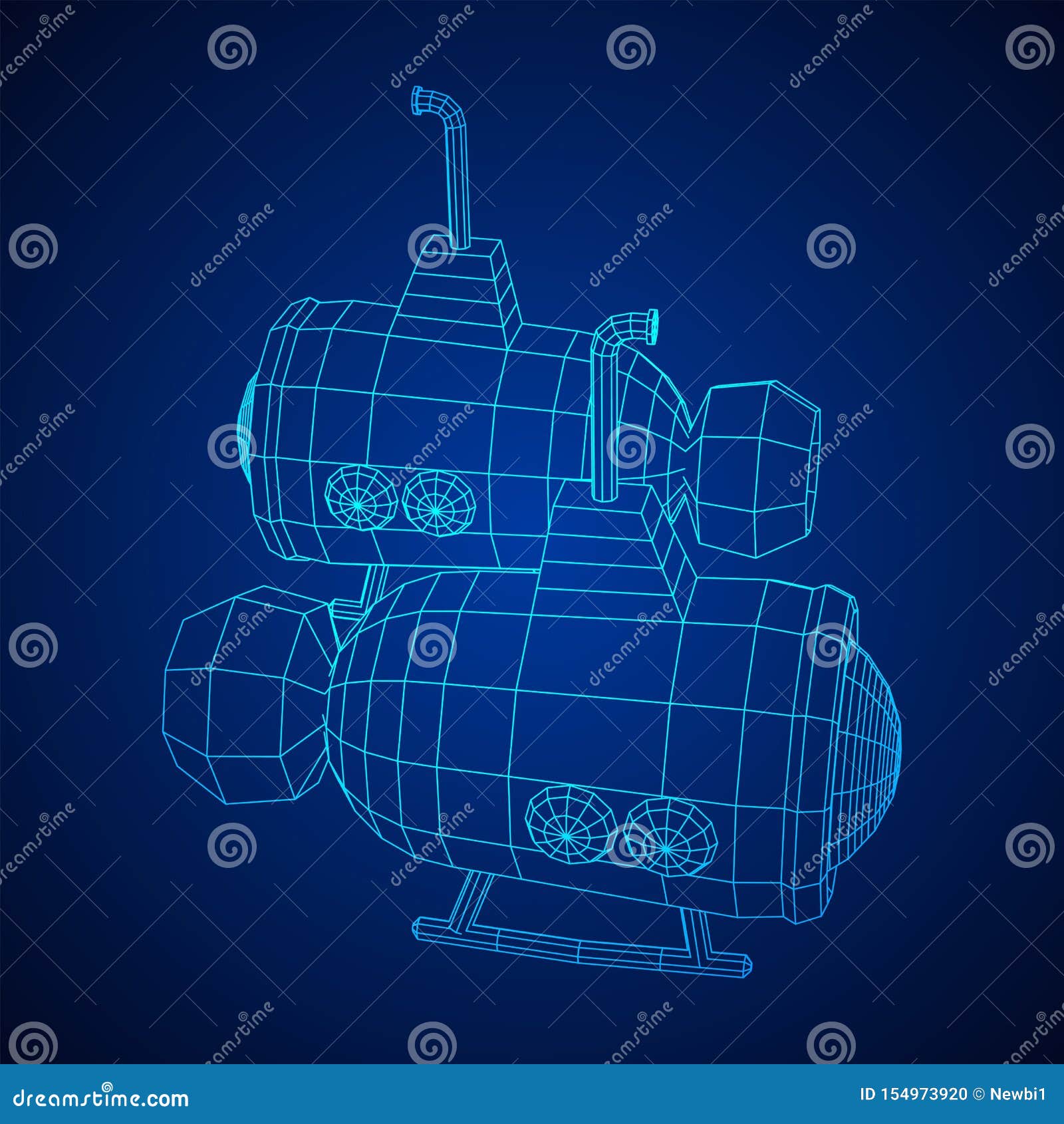 Submarine Underwater Boat Wireframe. Stock Vector - Illustration of ...