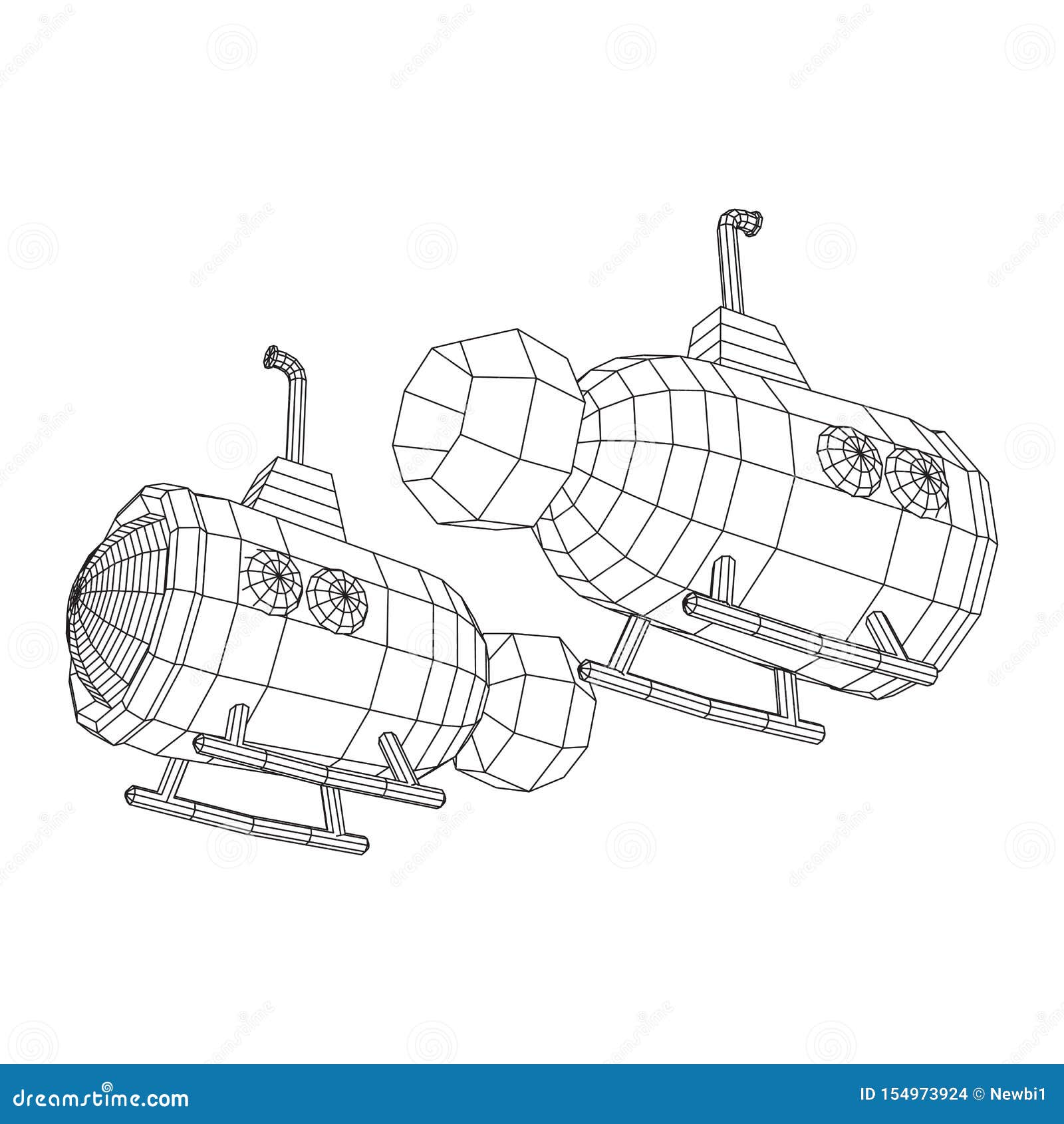 Submarine Underwater Boat Wireframe. Stock Vector - Illustration of ...
