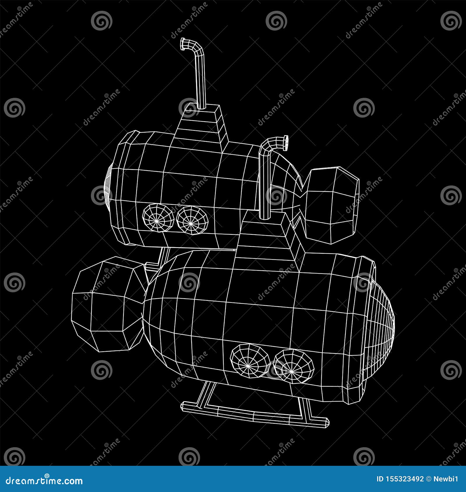 Submarine Underwater Boat Wireframe. Stock Vector - Illustration of ...