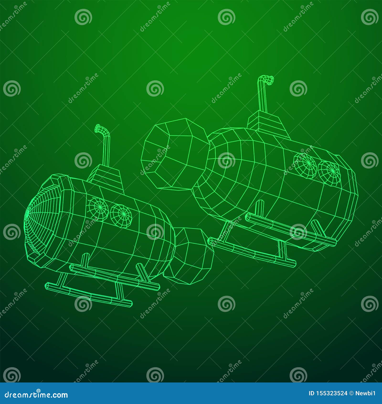 Submarine Underwater Boat Wireframe. Stock Vector - Illustration of ...