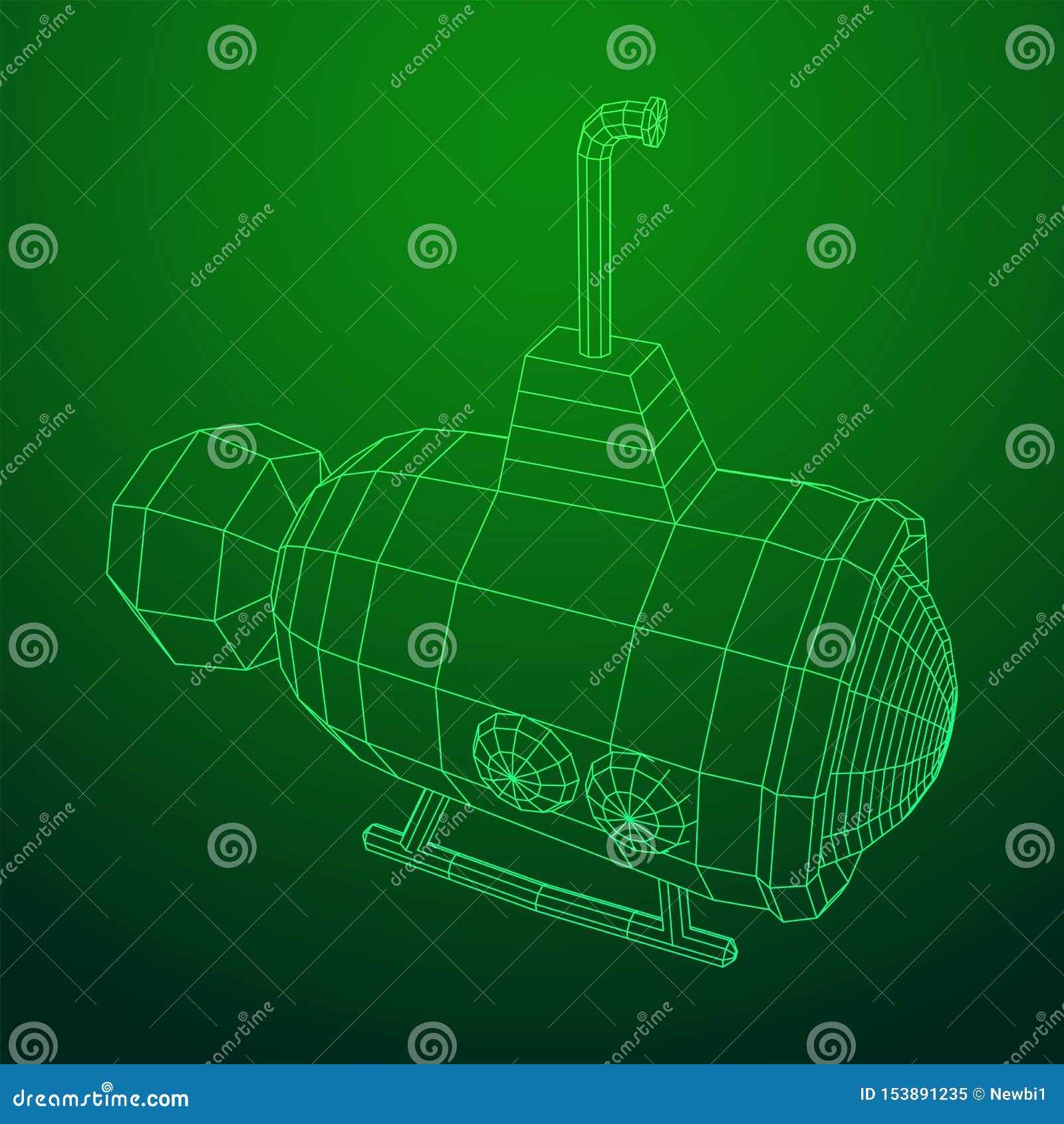 Submarine Underwater Boat Wireframe. Stock Vector - Illustration of ...