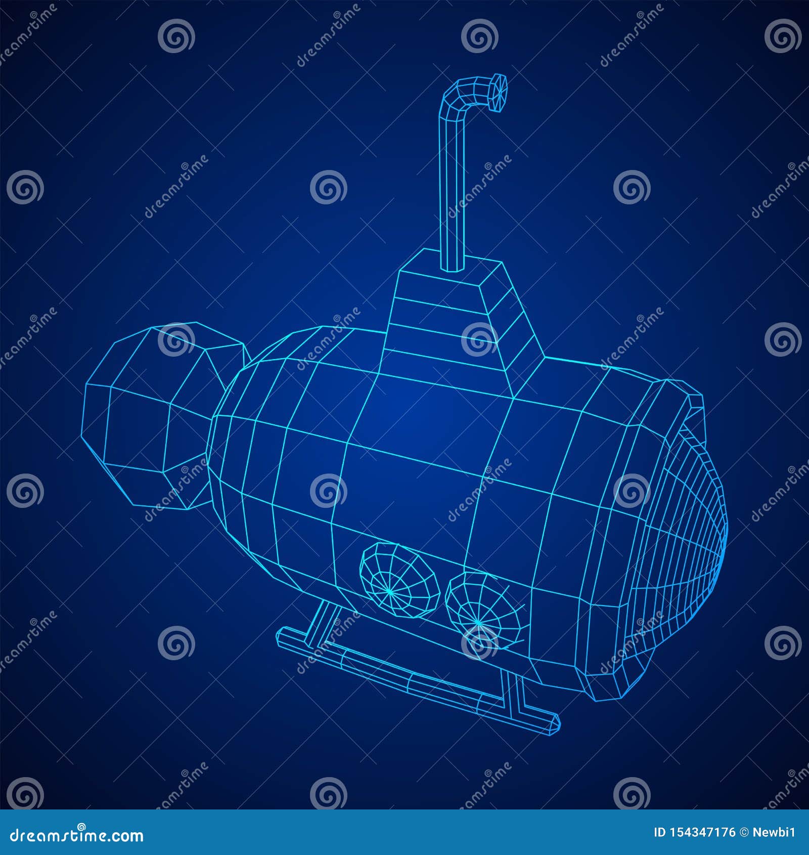 Submarine Underwater Boat Wireframe. Stock Vector - Illustration of ...