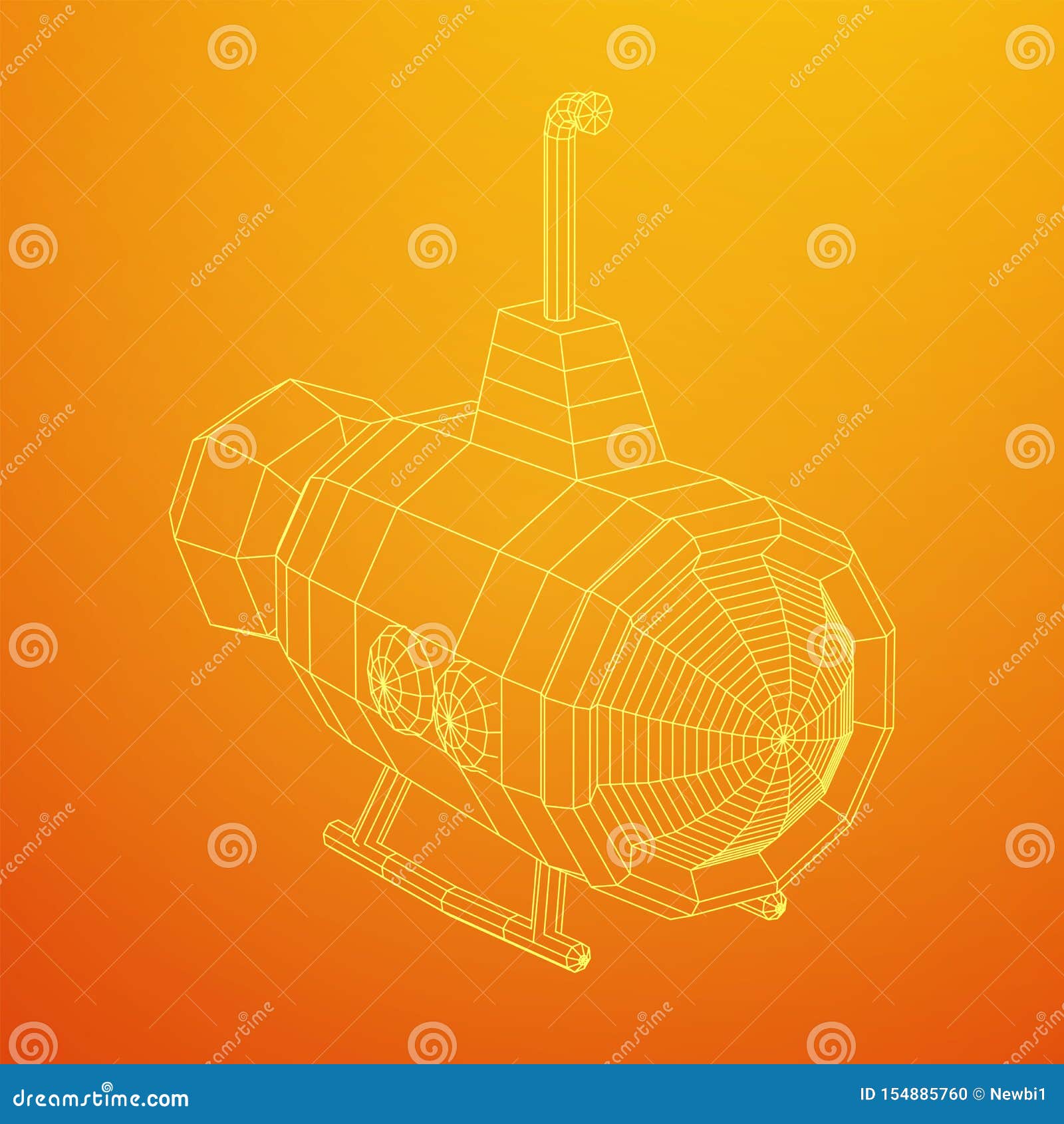 Submarine Underwater Boat Wireframe. Stock Vector - Illustration of ...