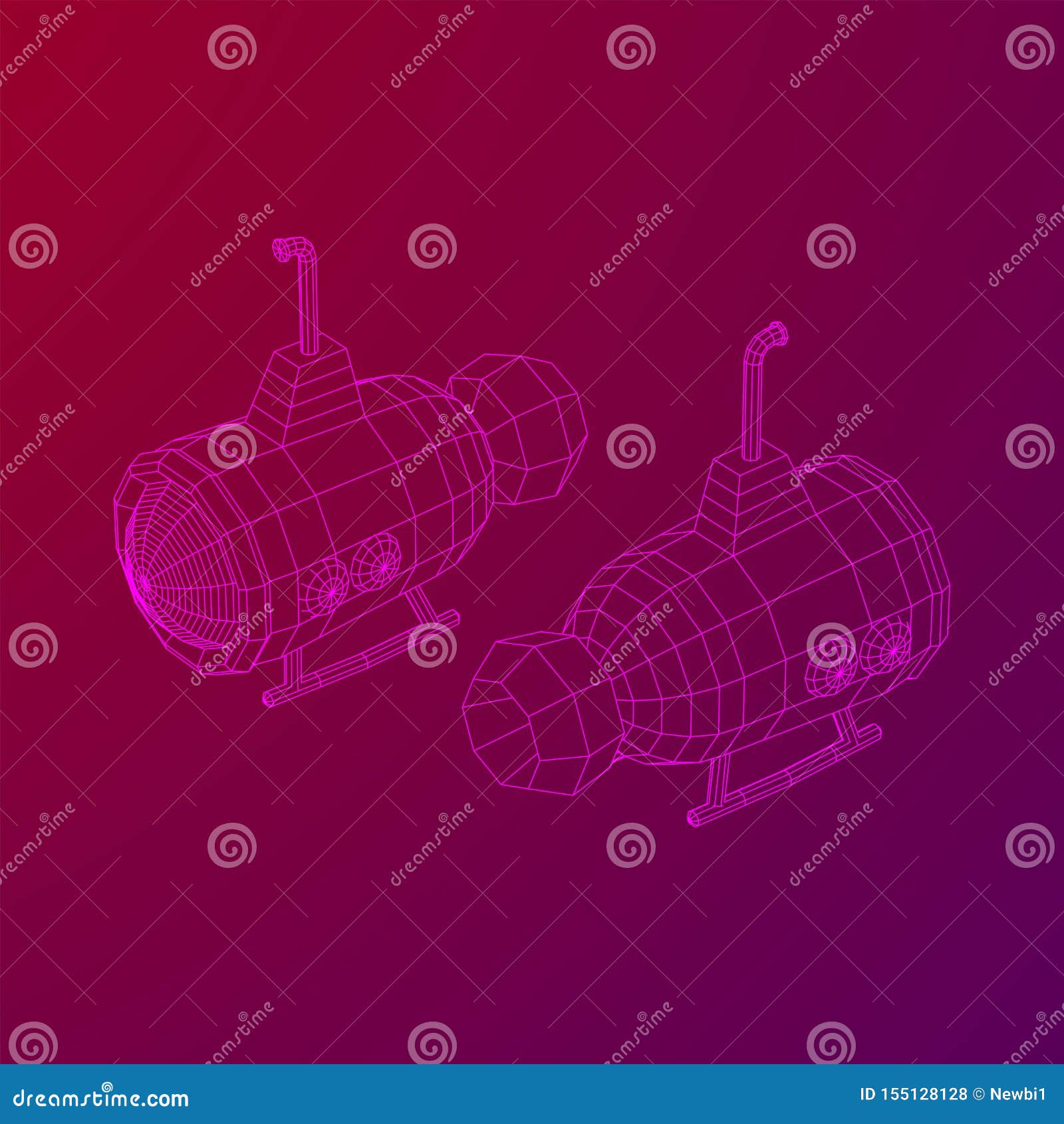 Submarine Underwater Boat Wireframe. Stock Vector - Illustration of ...