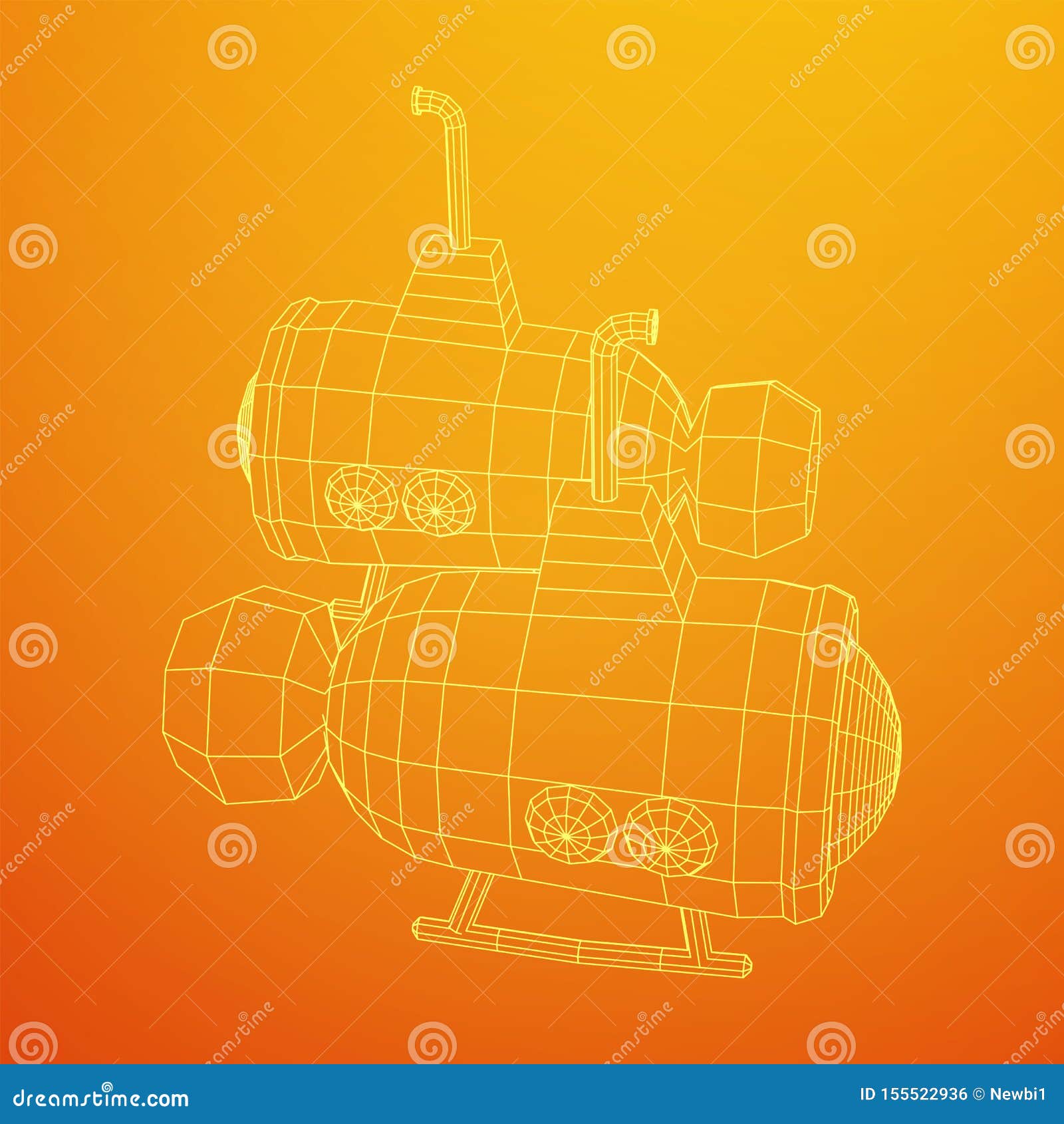 Submarine Underwater Boat Wireframe. Stock Vector - Illustration of ...