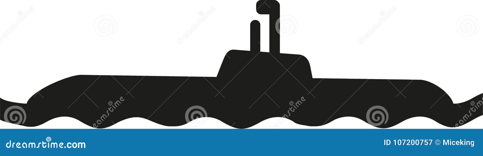 Submarine at Water Surface with Periscope Stock Vector - Illustration ...