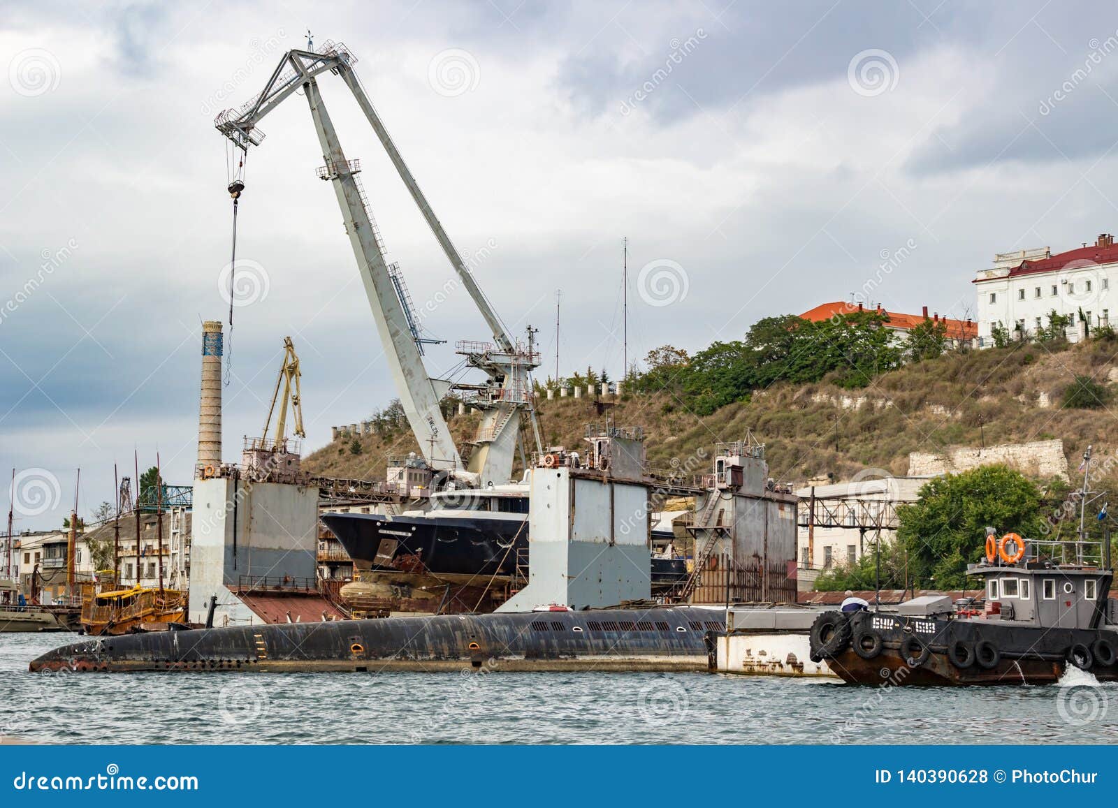 Dry Dock For Submarines. Underground Submarine Repairing Factory In ...