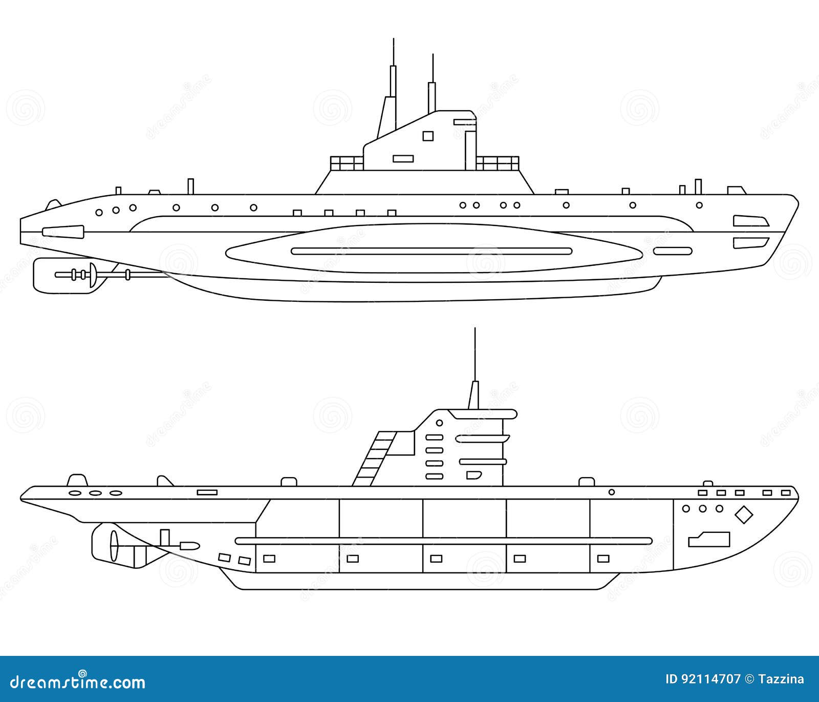 Submarines stock vector. Illustration of hand, graphic - 92114707