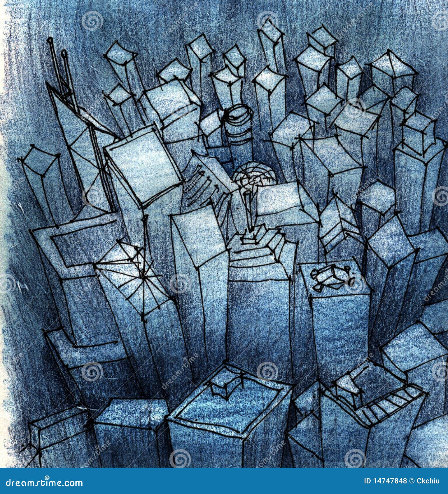 Submerged City stock illustration. Illustration of lines - 14747848