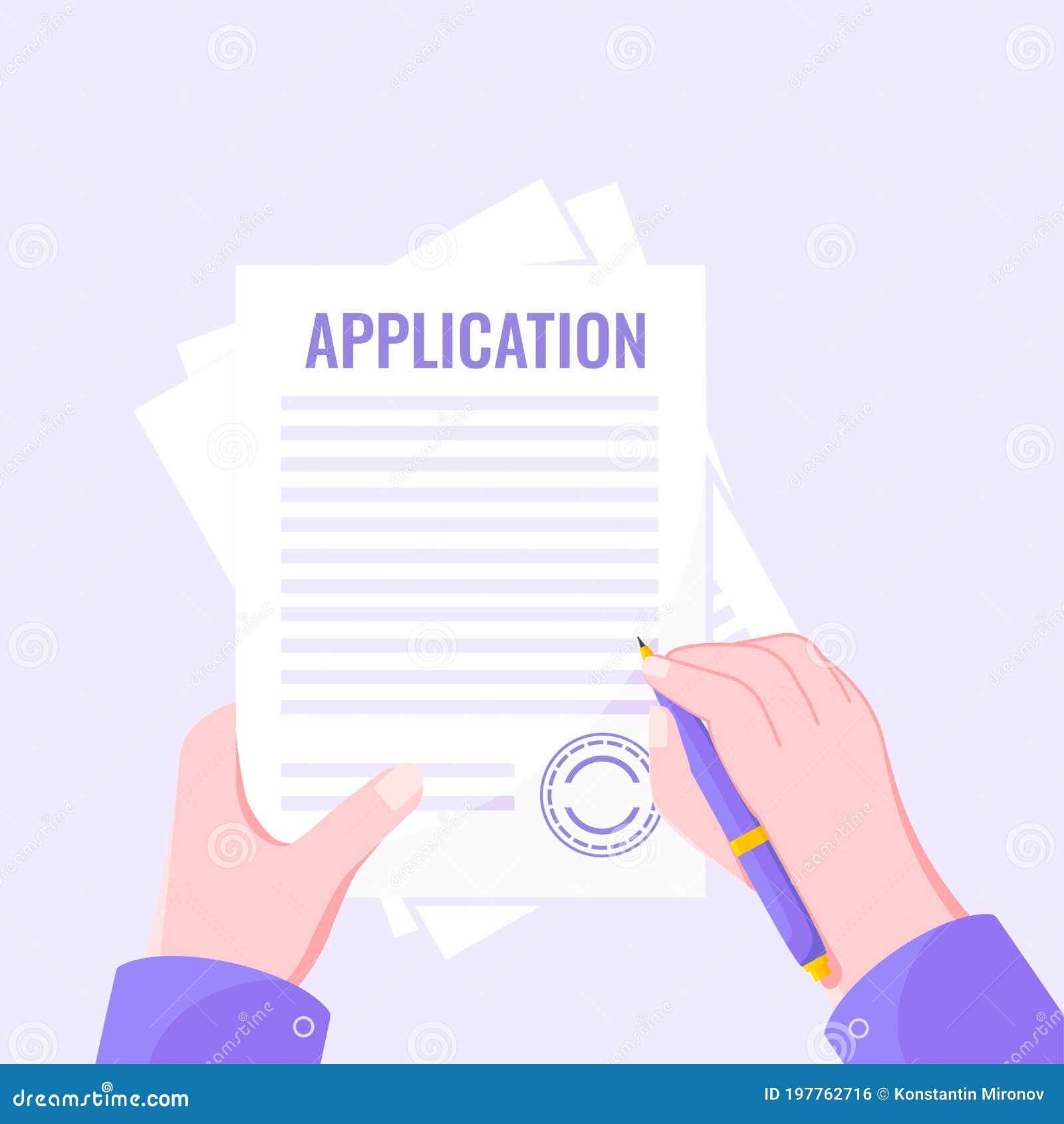 Submit Application Document Form Flat Style Design Icon Sign Vector ...