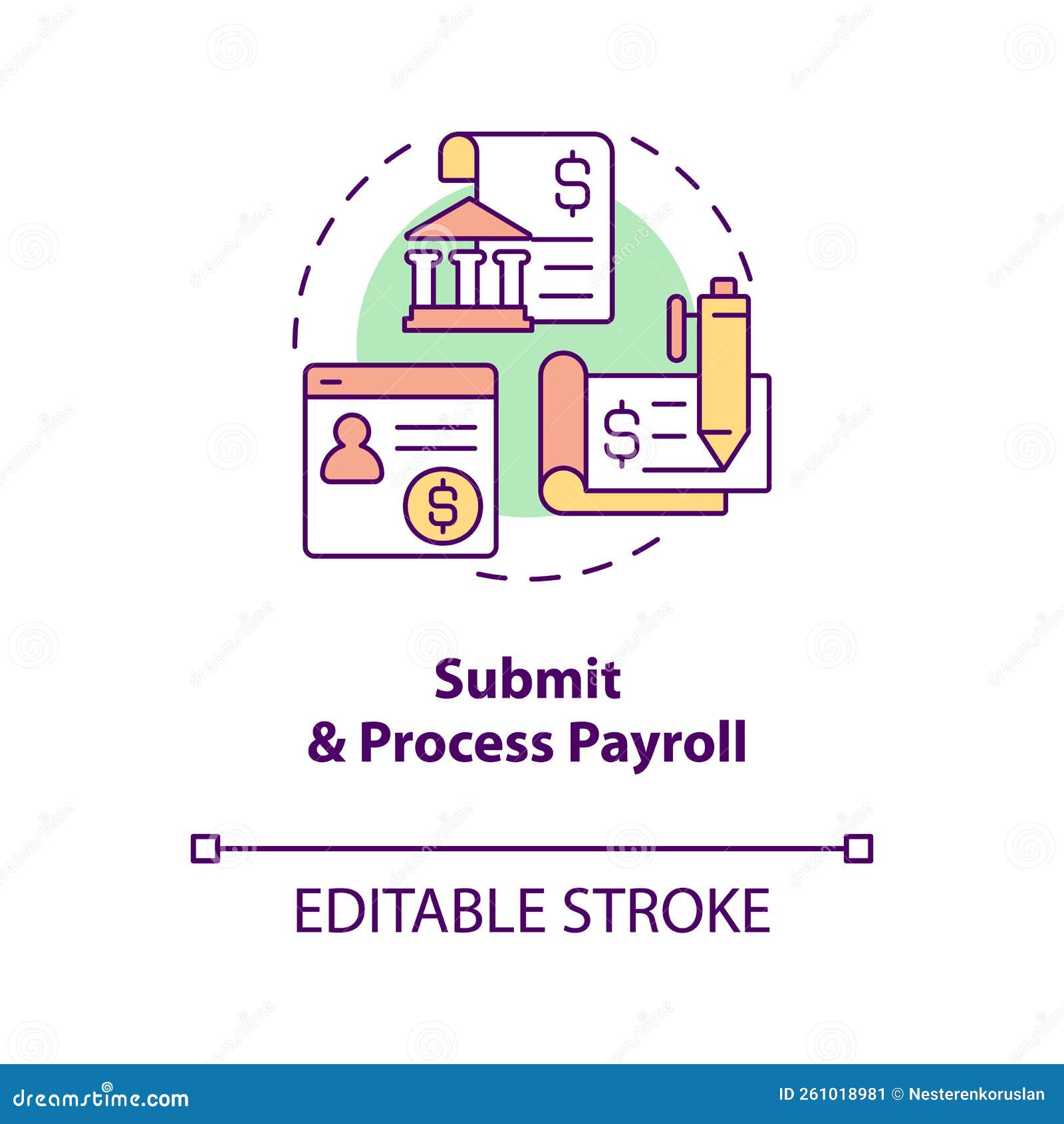 Submit and Process Payroll Concept Icon Stock Vector - Illustration of ...