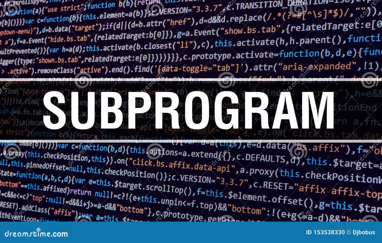 Subprogram Concept With Random Parts Of Program Code Subprogram With Programming Code Abstract