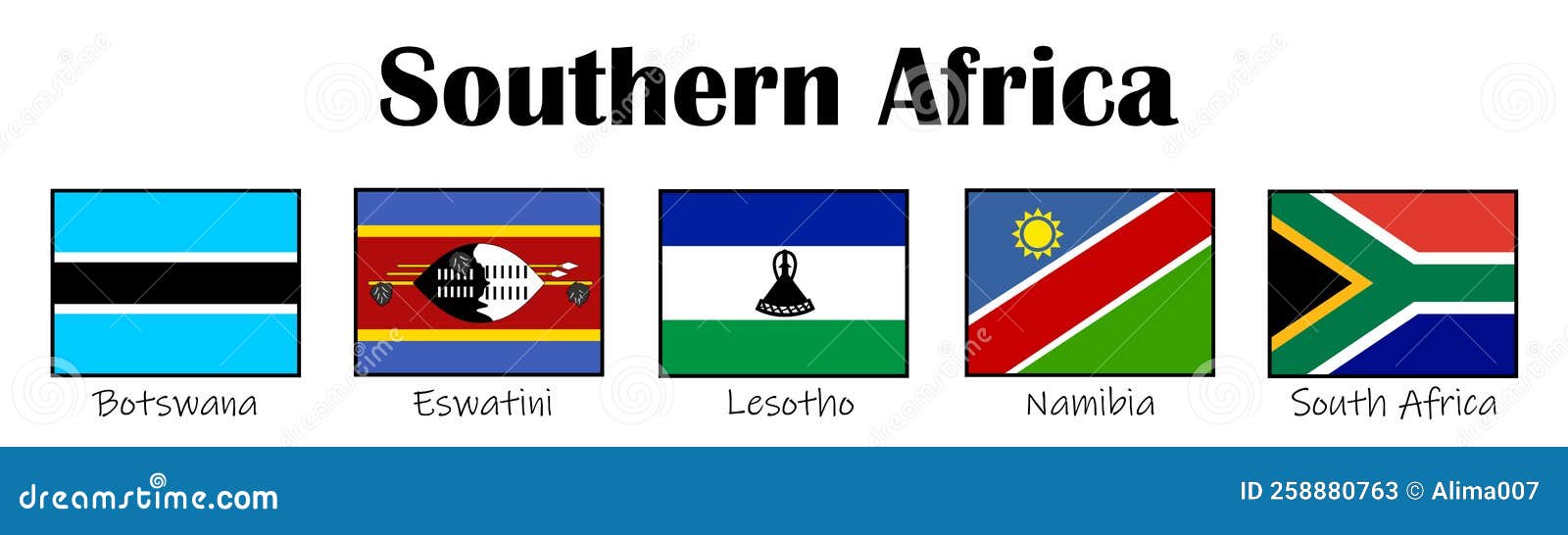 Subregion of Africa, State of Southern Africa , Vector Flags Stock ...