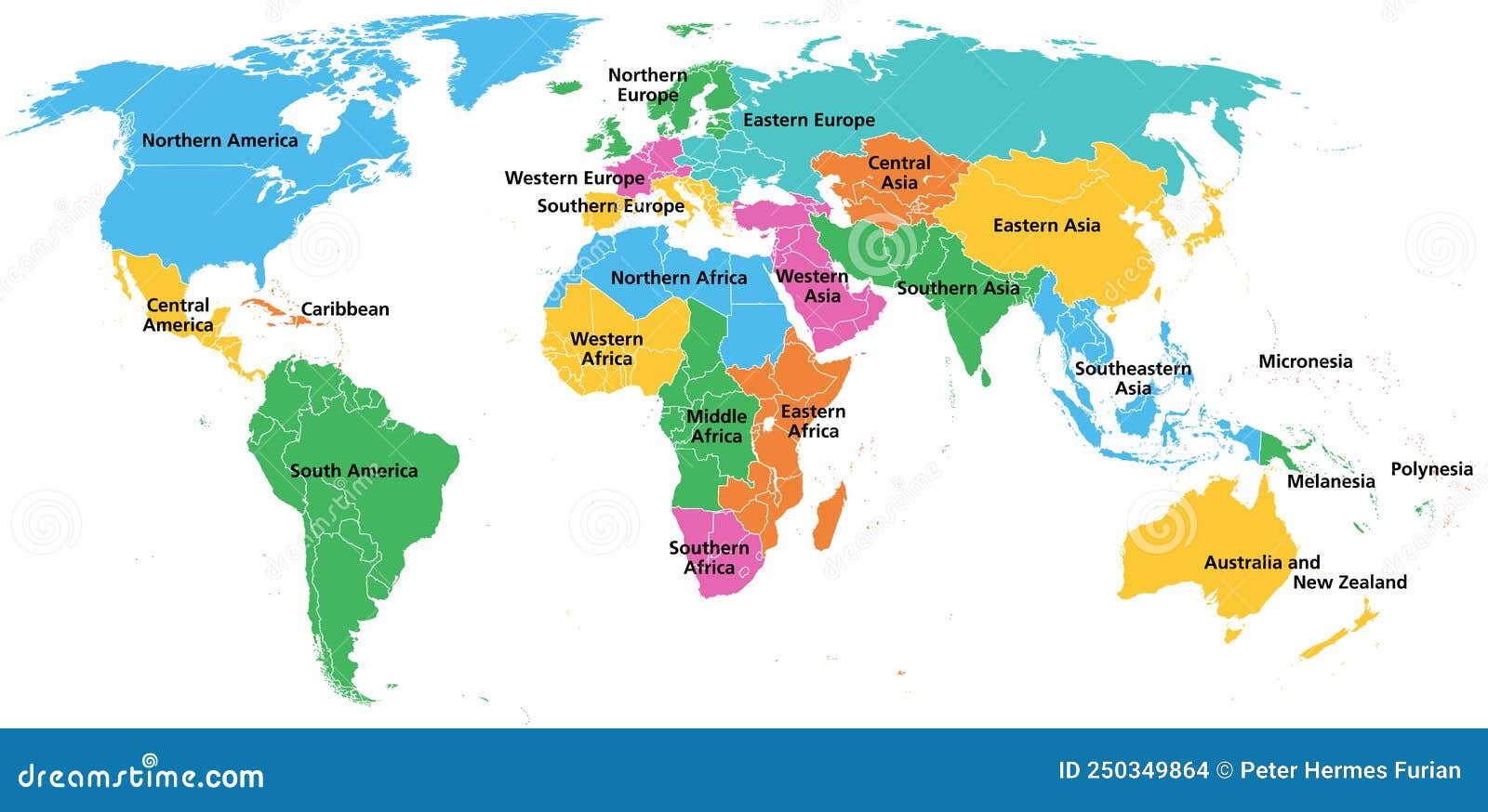 Statistical Subregions of the World, Geoscheme and Political Map Stock ...