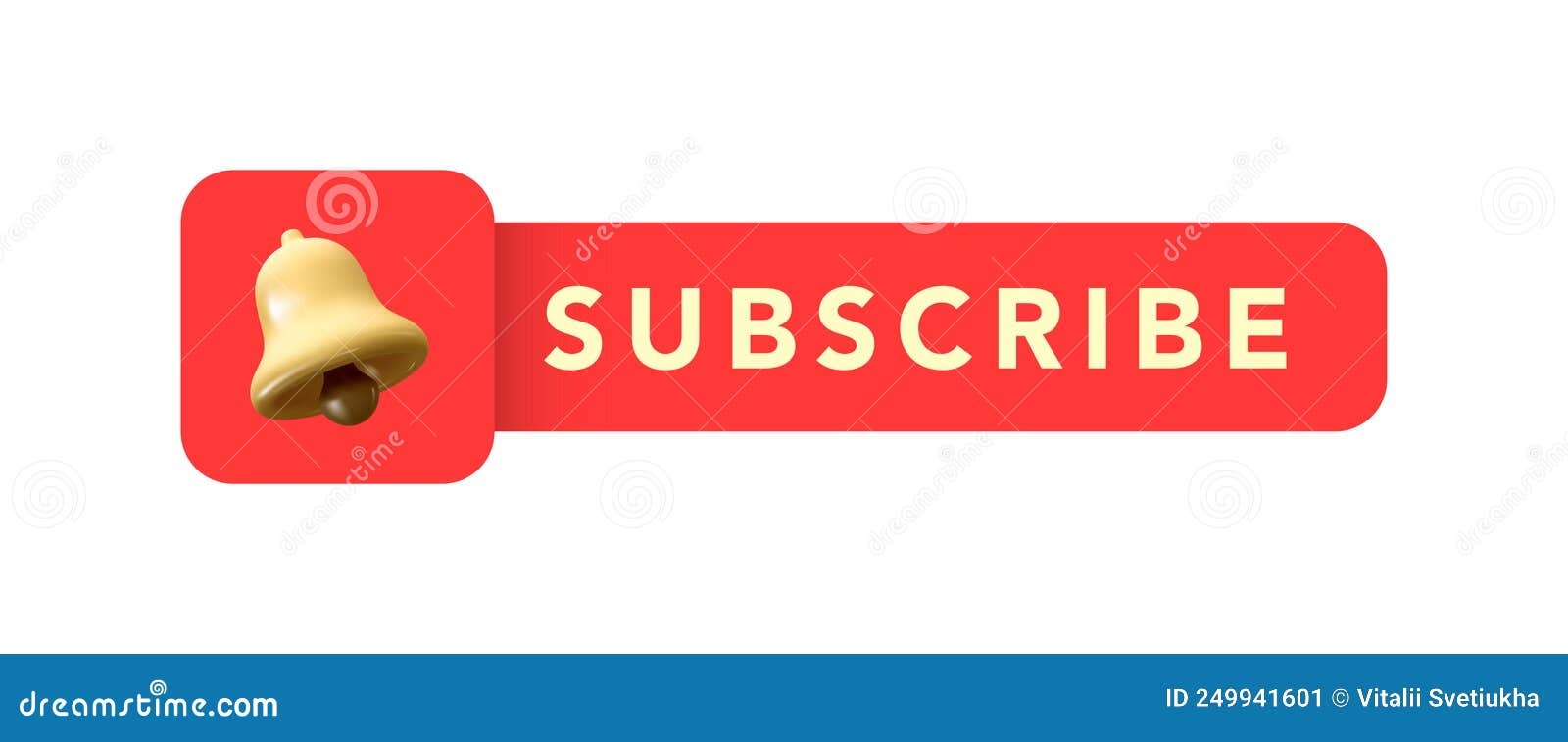 Subscribe, Bell Button Isolated on White Background. Red Button ...