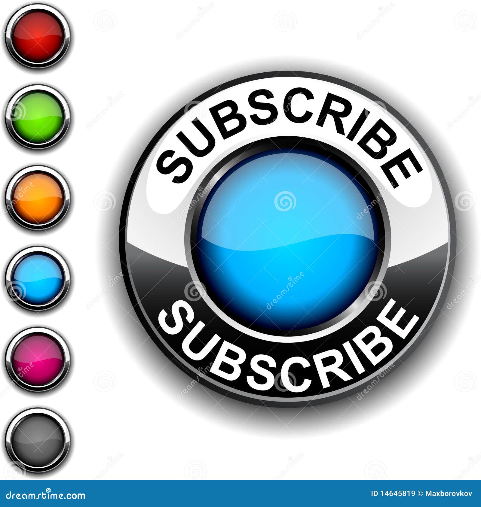 Subscribe button. stock vector. Image of blue, glossy - 14645819