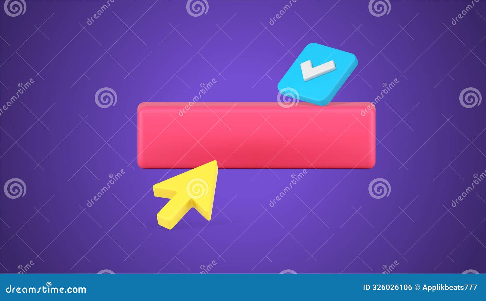 Subscribe Button with Arrow Click Cursor and Done Checkmark Pink 3d ...