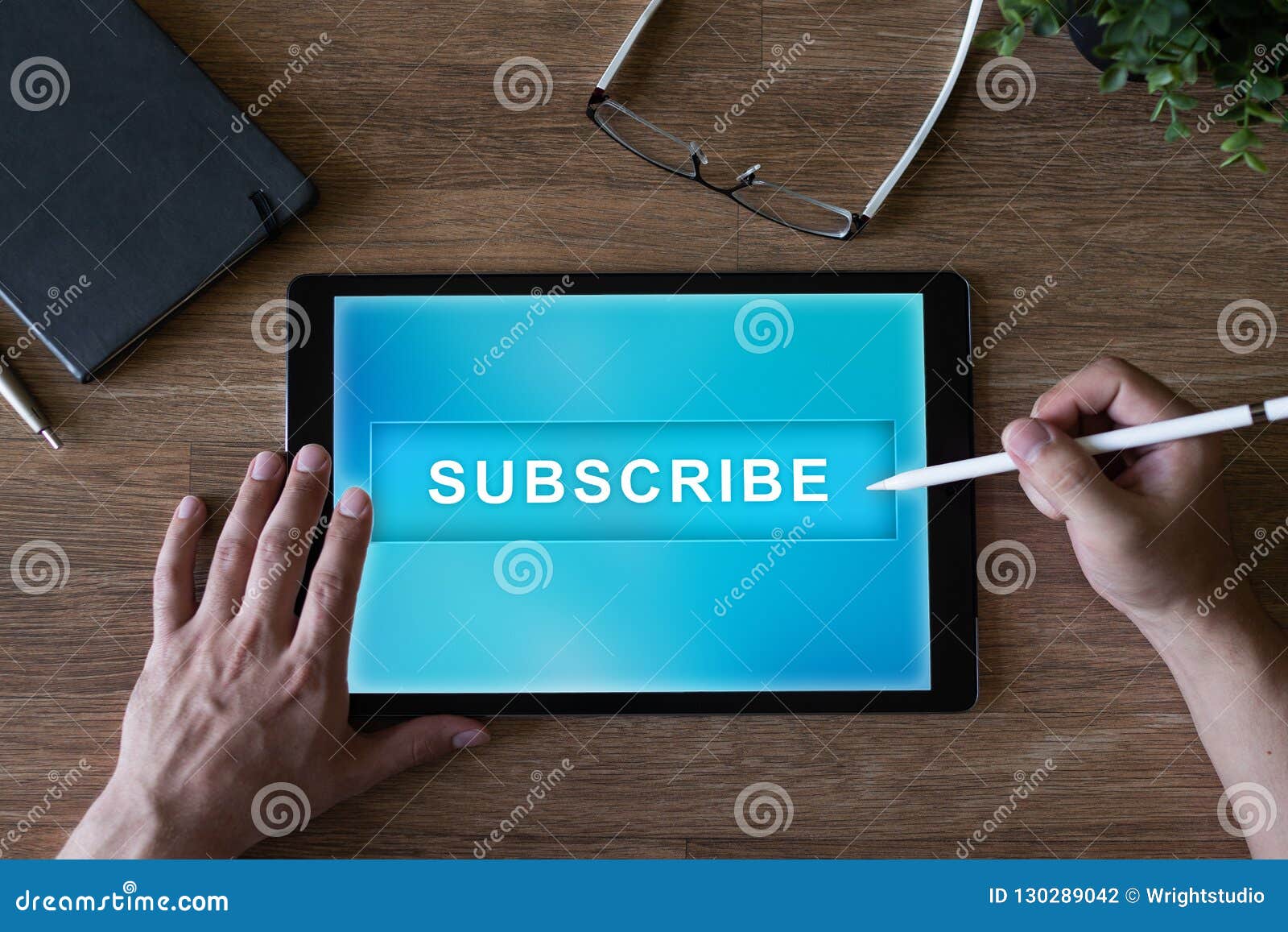 Subscribe Button on Device Screen. Internet and Digital Marketing ...