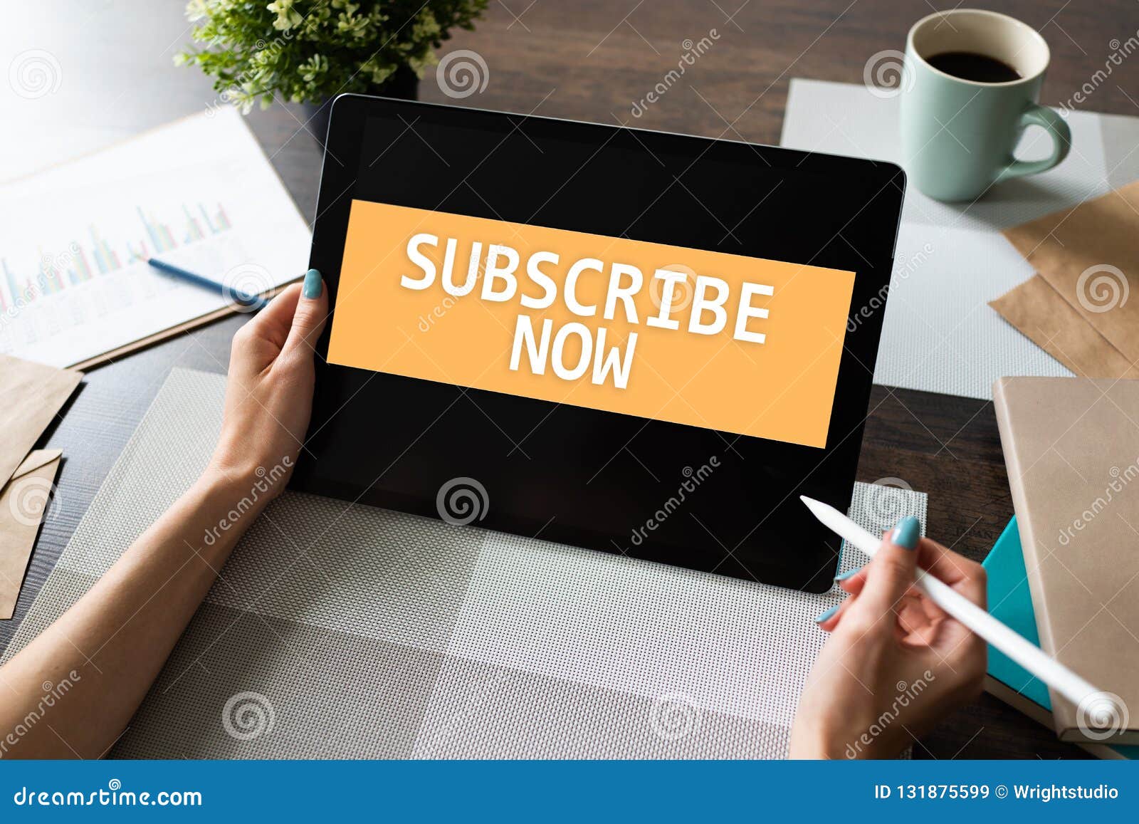 Subscribe Button on Device Screen. Internet and Digital Marketing ...