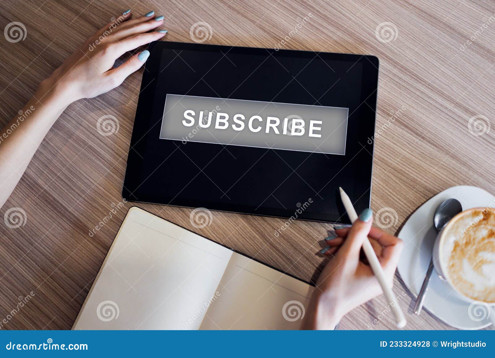 Subscribe Button on Device Screen. Internet and Digital Marketing ...