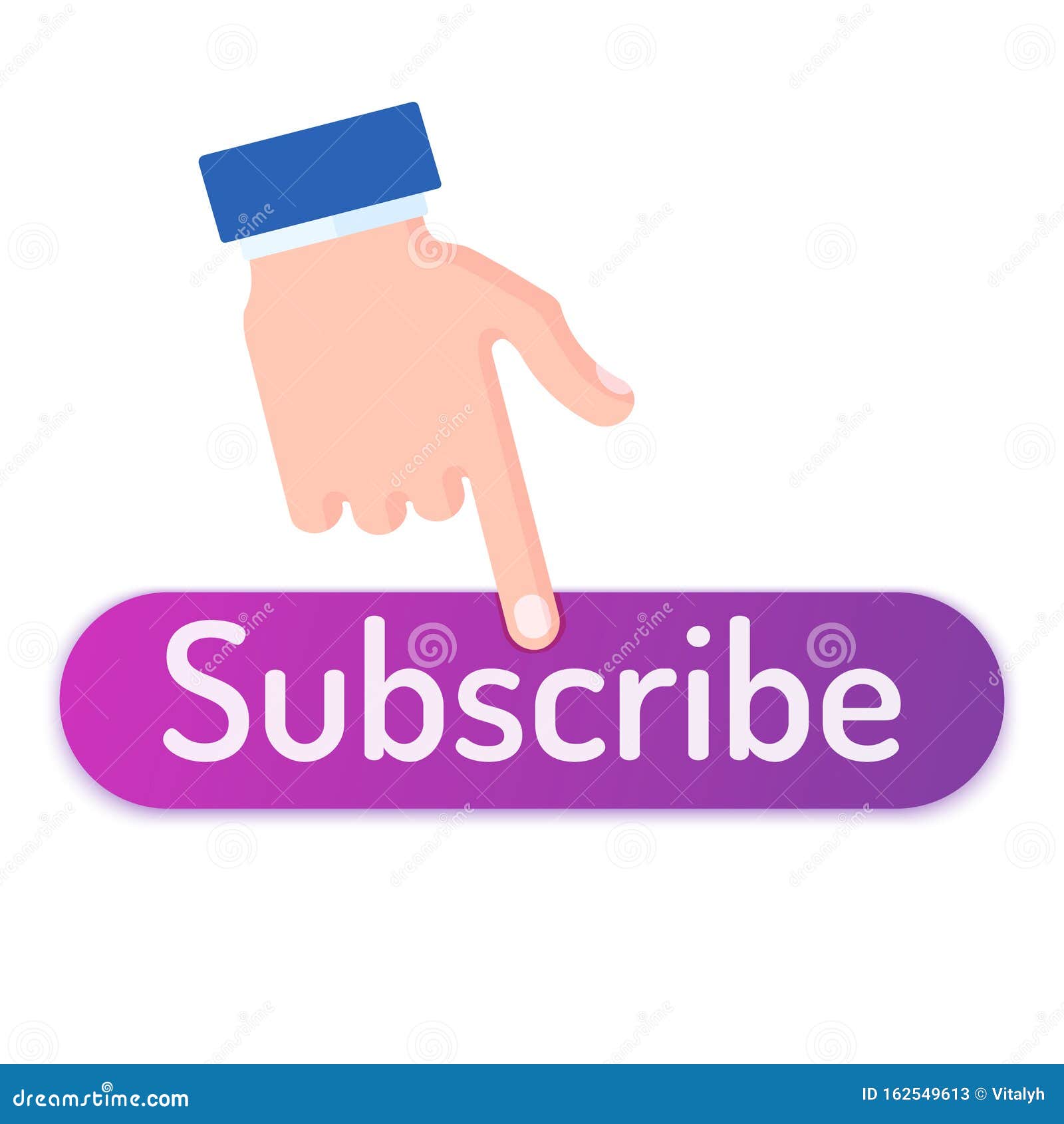 Subscribe Button with Hand Flat Style Vector Illustration Stock Vector ...