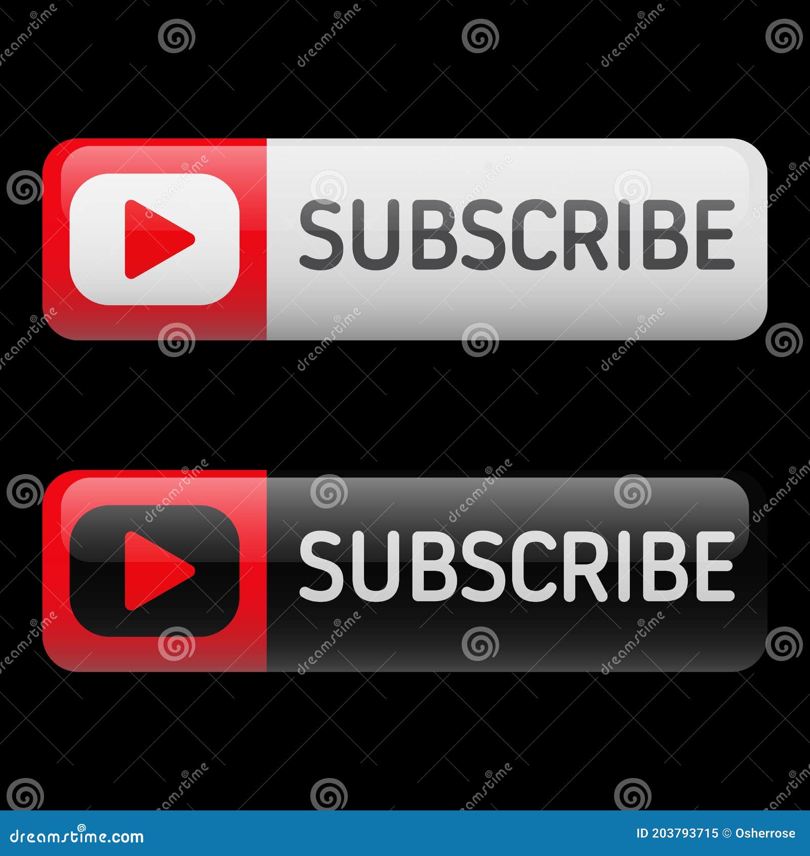 Subscribe Button Icon Set Rounded Fellow Banner Isolated On Black ...