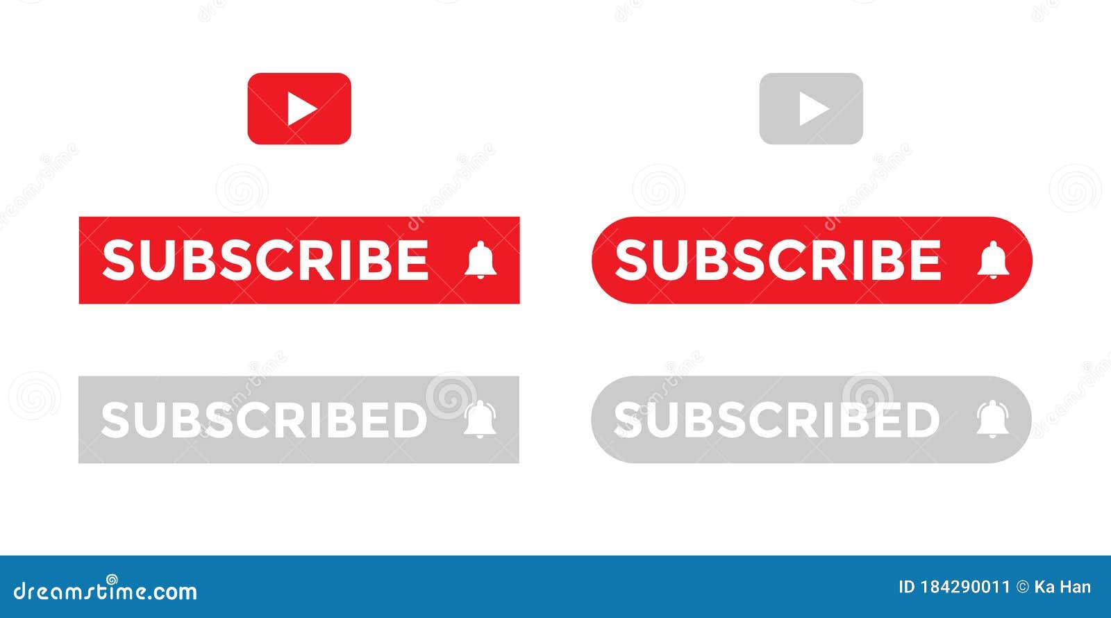 Subscribe Button Icon Vector with Bell. Subscribed for Channel ...