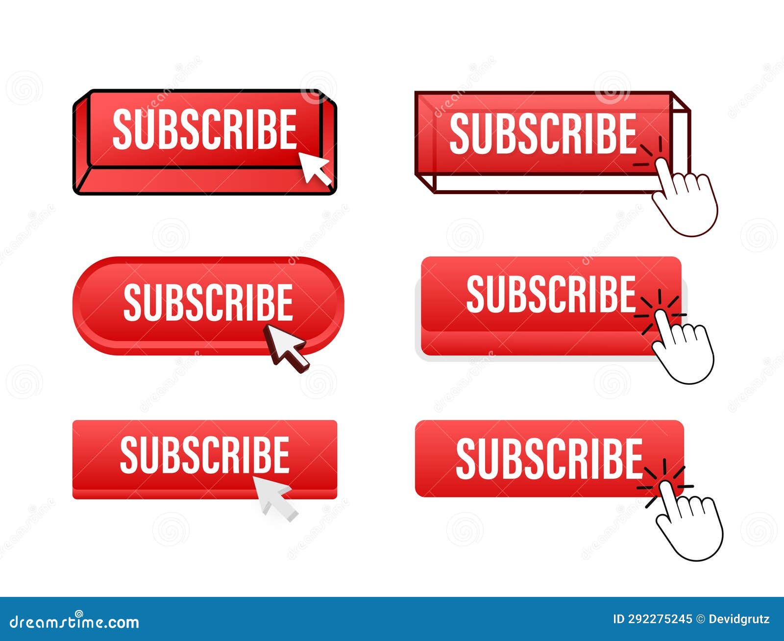 Subscribe Button with Pointer Clicking. Subscribe Web Buttons Set. User Interface Element in ...