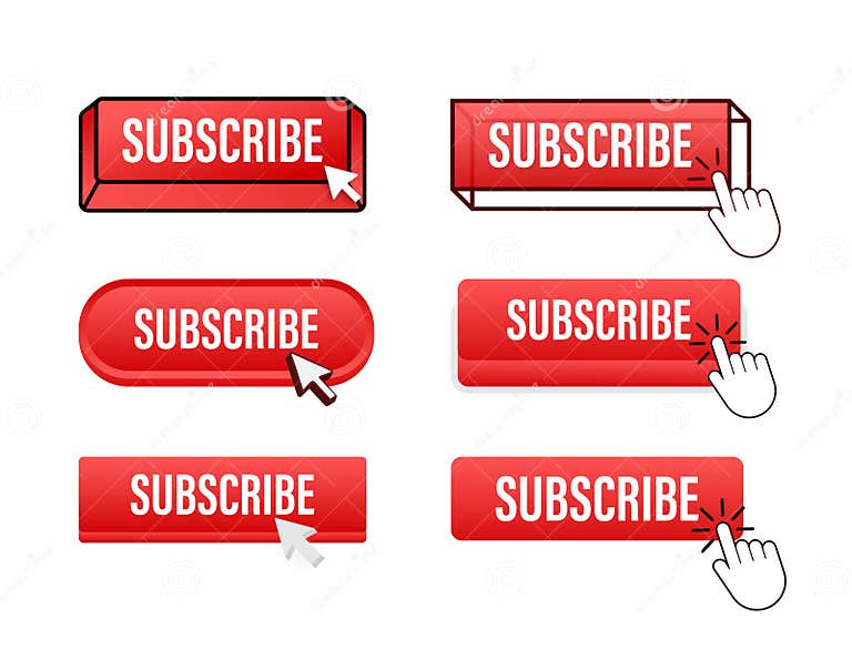 Subscribe Button with Pointer Clicking. Subscribe Web Buttons Set. User Interface Element in ...