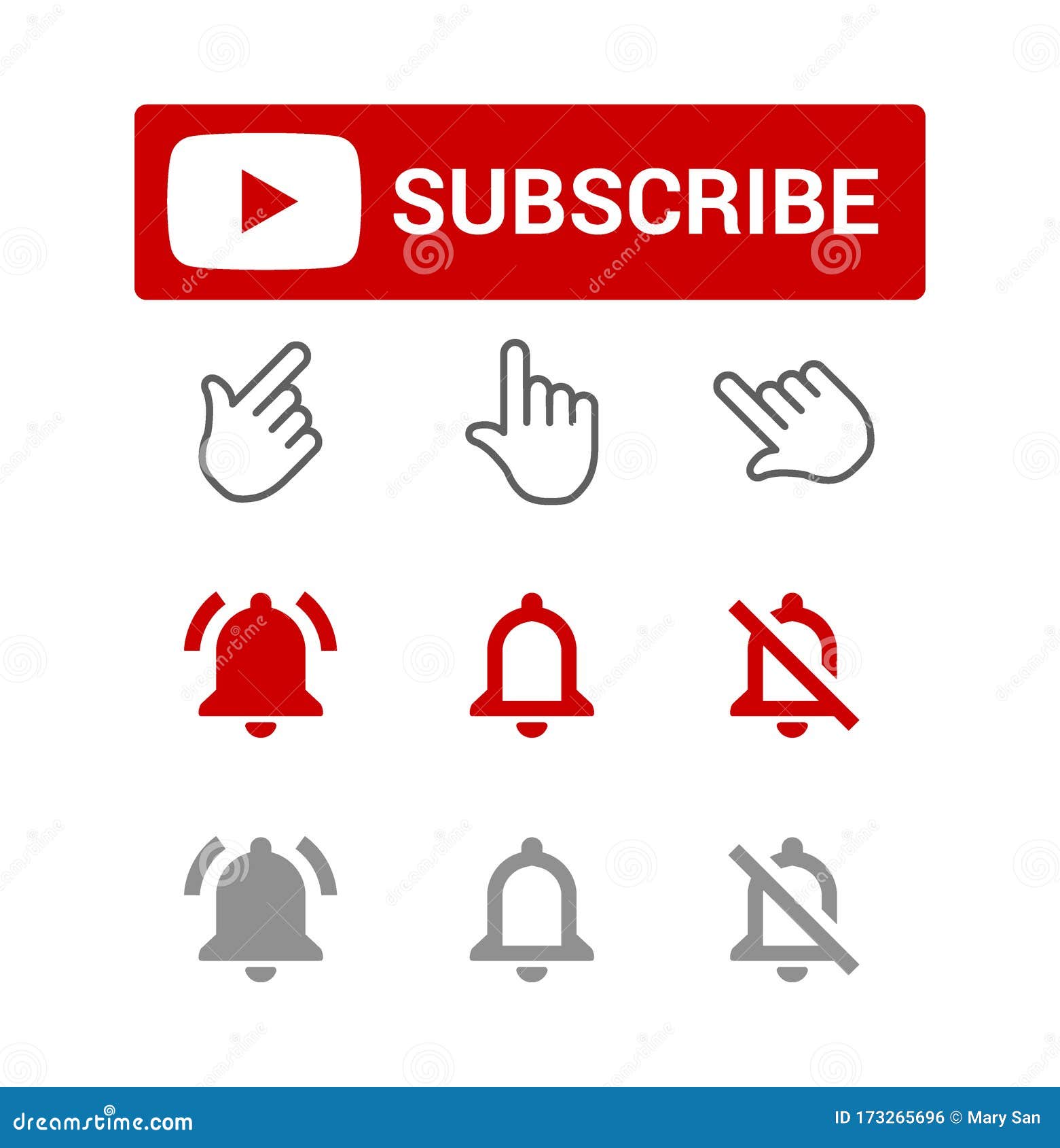 Subscribe Button, Red and Grey Bell Alerts, Chat or Reminder ...
