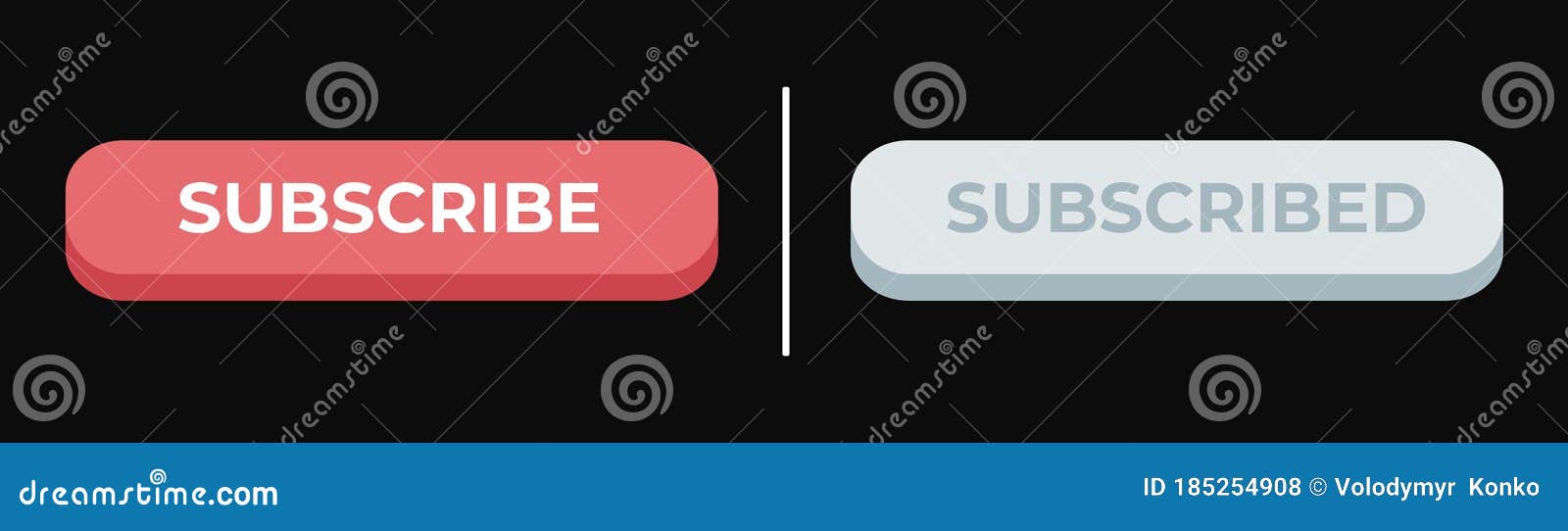 Subscribe Button, Subscribed with Red Bell on Dark Grey Background ...
