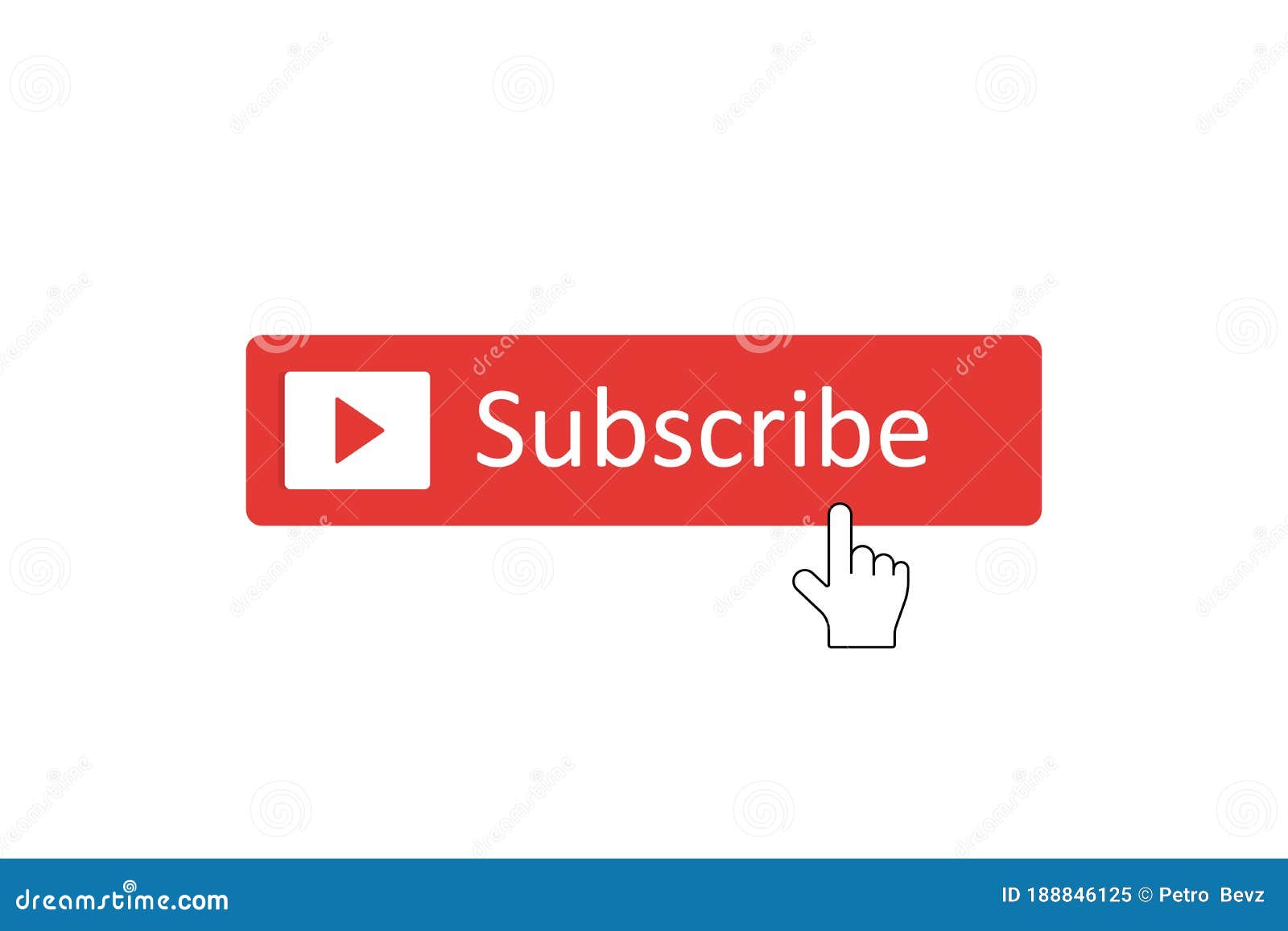 Subscribe Button To Videos Channel with Hand Pointer Clicking. Modern ...