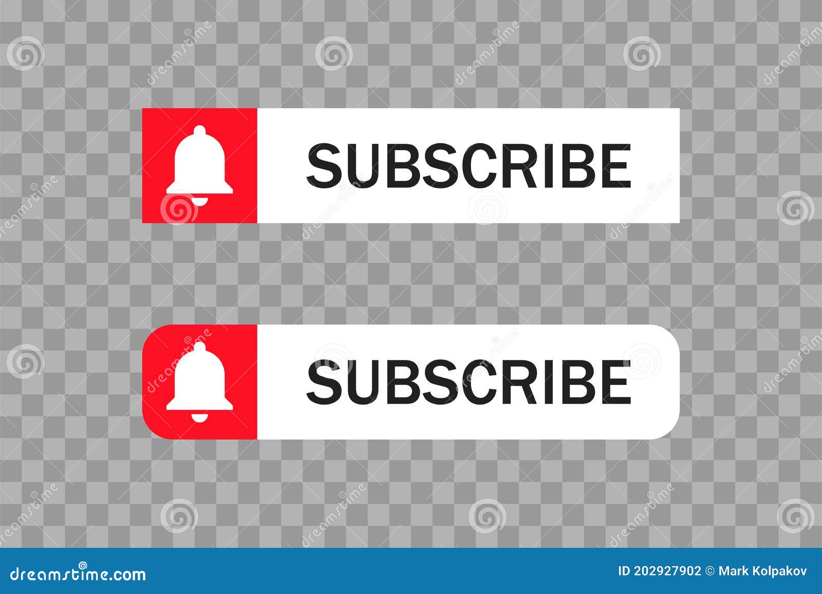 Subscribe Button on Transparent Background in Flat Style. Social Media ...