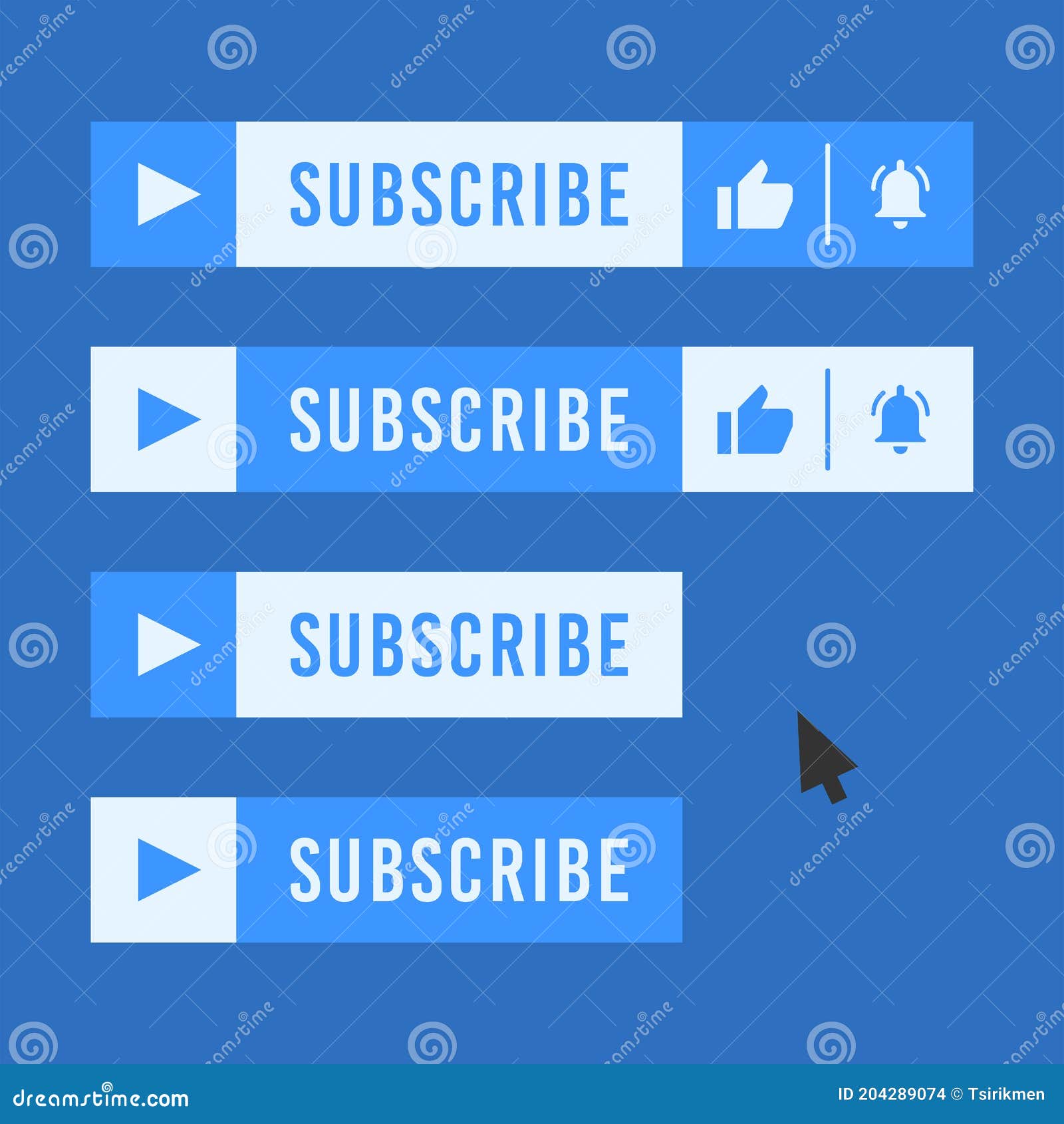 Subscribe Button With Arrow, Subscribe Icon Cartoon Vector ...