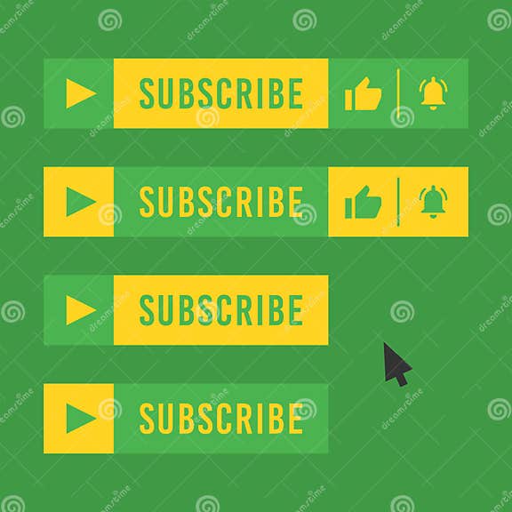 Subscribe Button for Video Channel. Green and Yellow Color Editorial ...