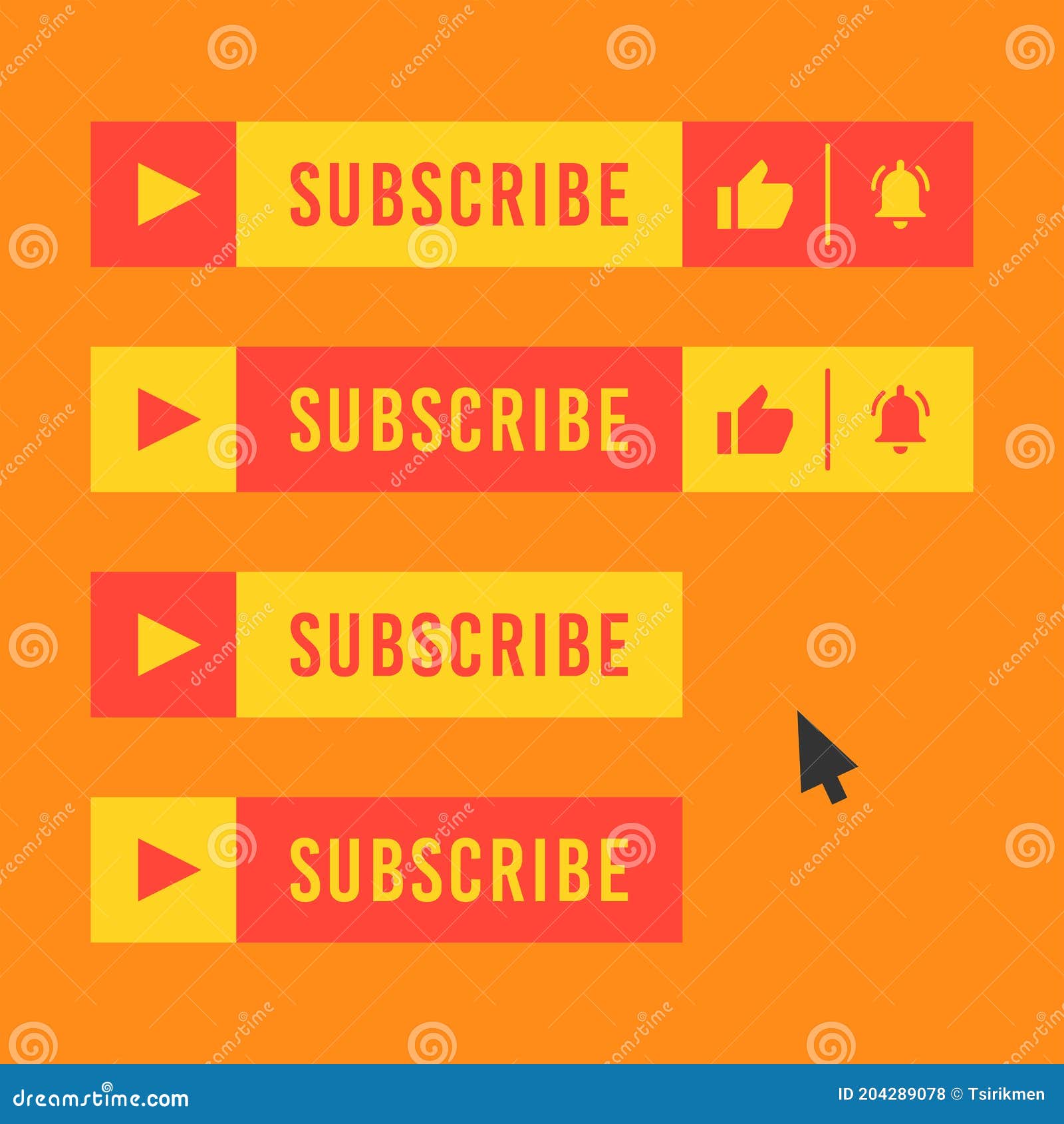 Subscribe Button for Video Channel. Red and Yellow Color Editorial ...