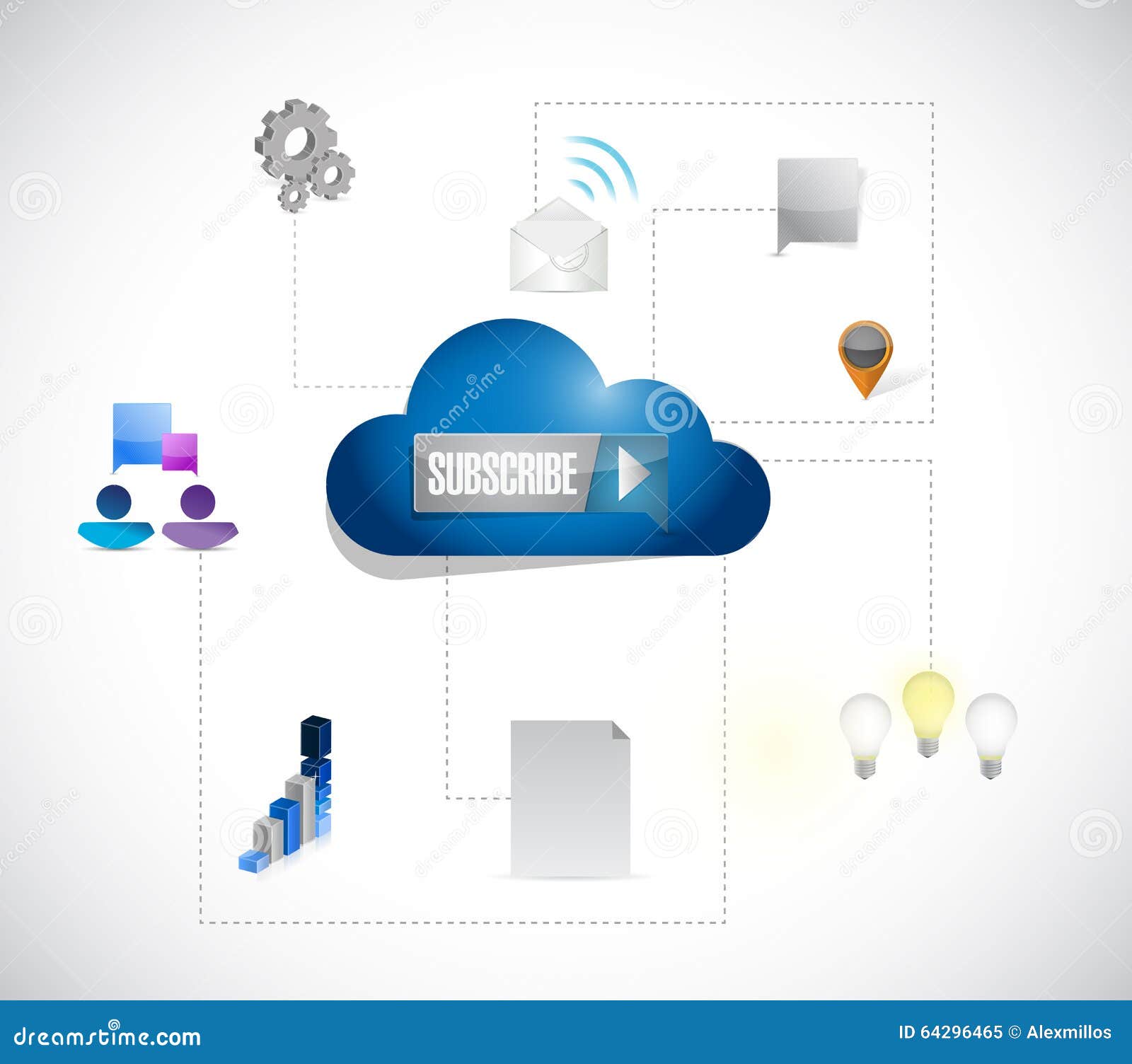Subscribe Cloud Link of Network Connections. Stock Illustration ...