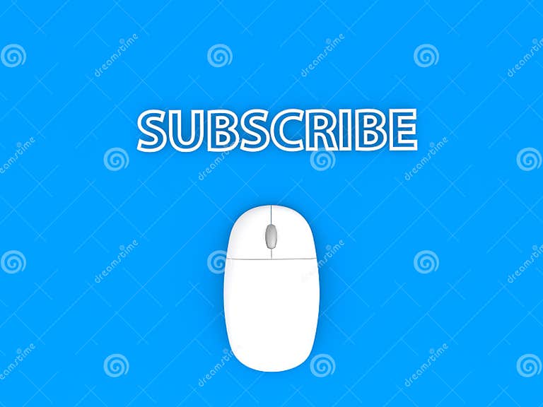 Subscribe and Computer Mouse on a Blue Background. Stock Illustration ...