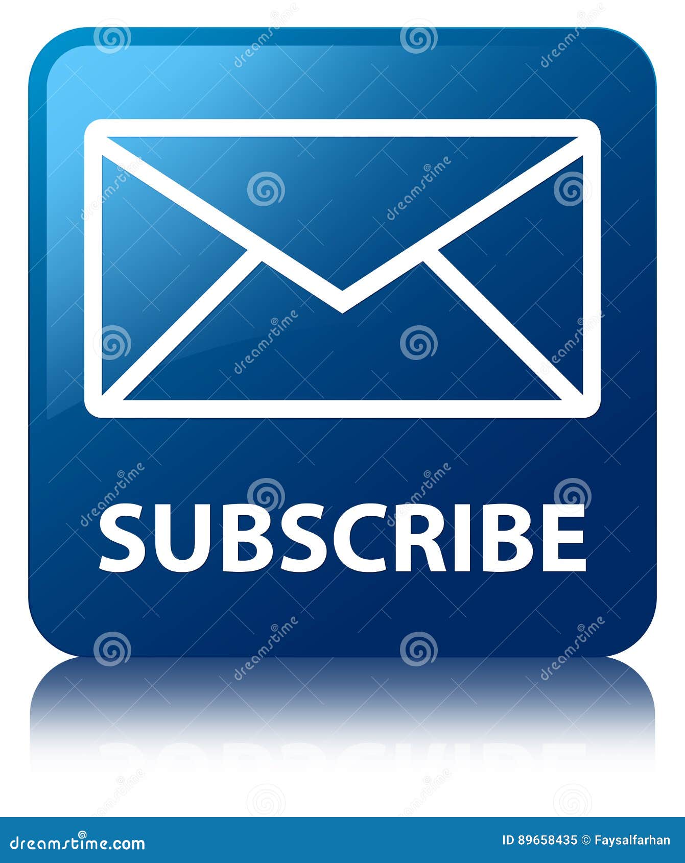 Subscribe (email Icon) Blue Square Button Stock Illustration ...