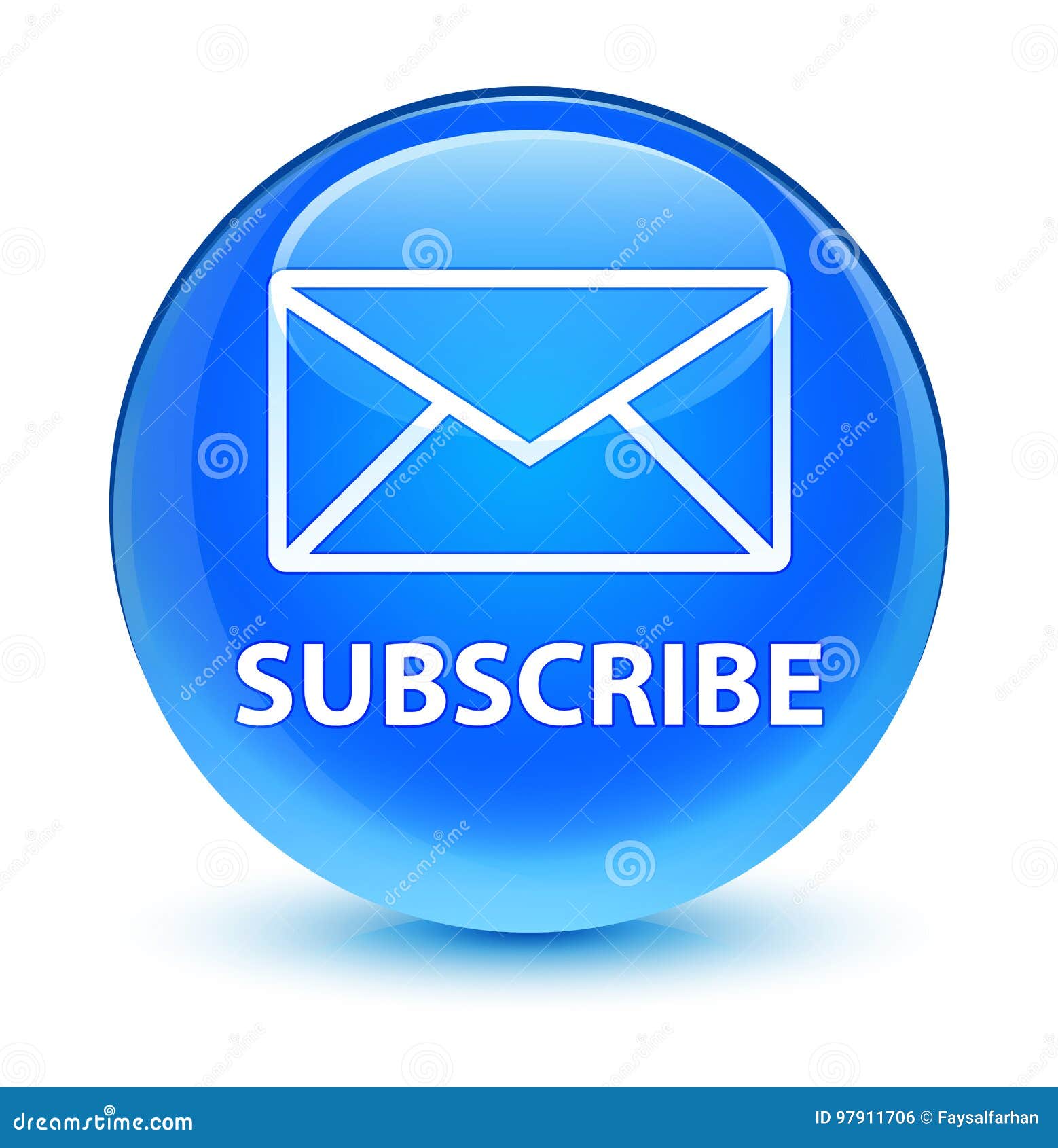 Subscribe (email Icon) Glassy Cyan Blue Round Button Stock Illustration ...