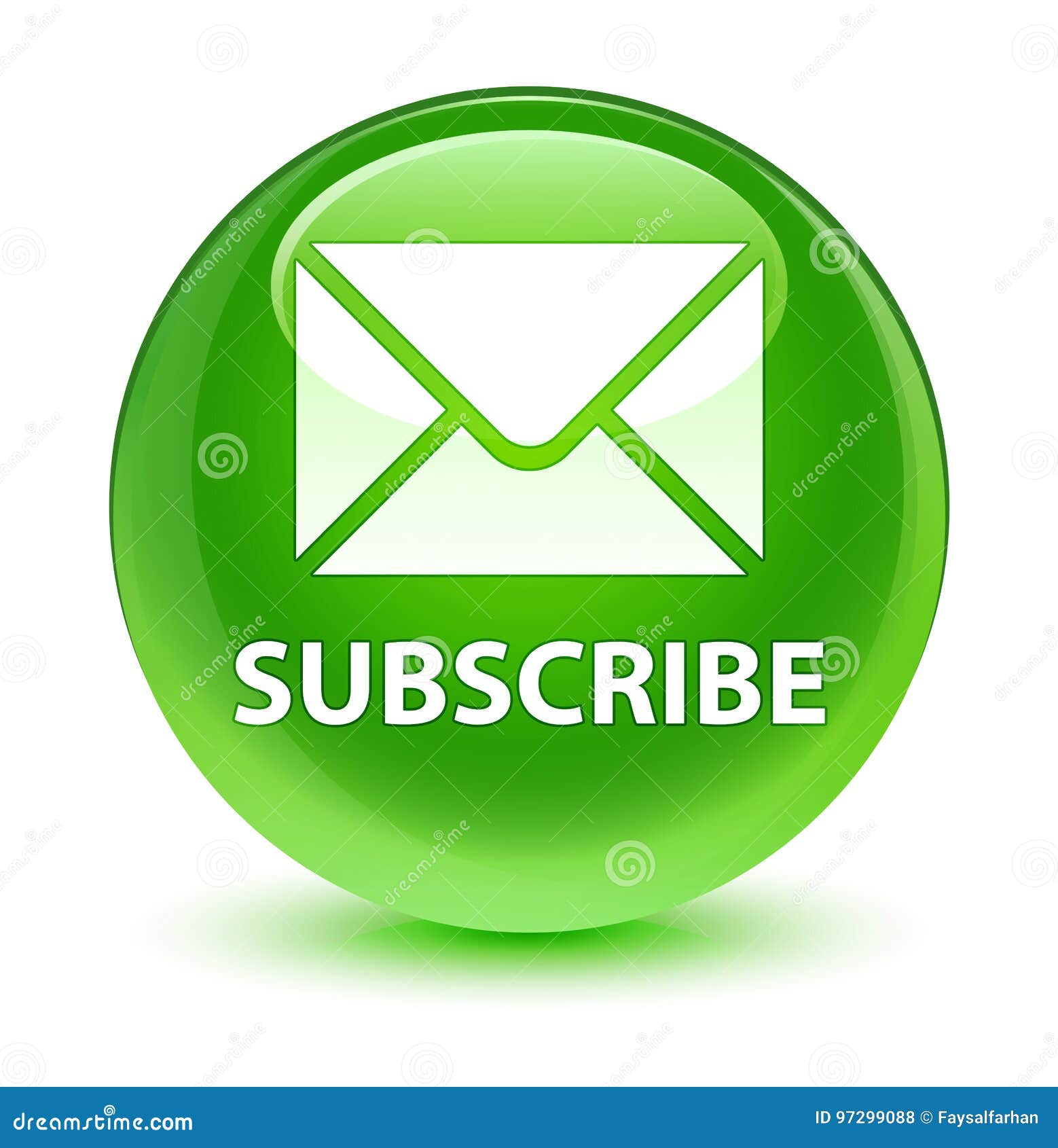 Subscribe (email Icon) Glassy Green Round Button Stock Illustration ...