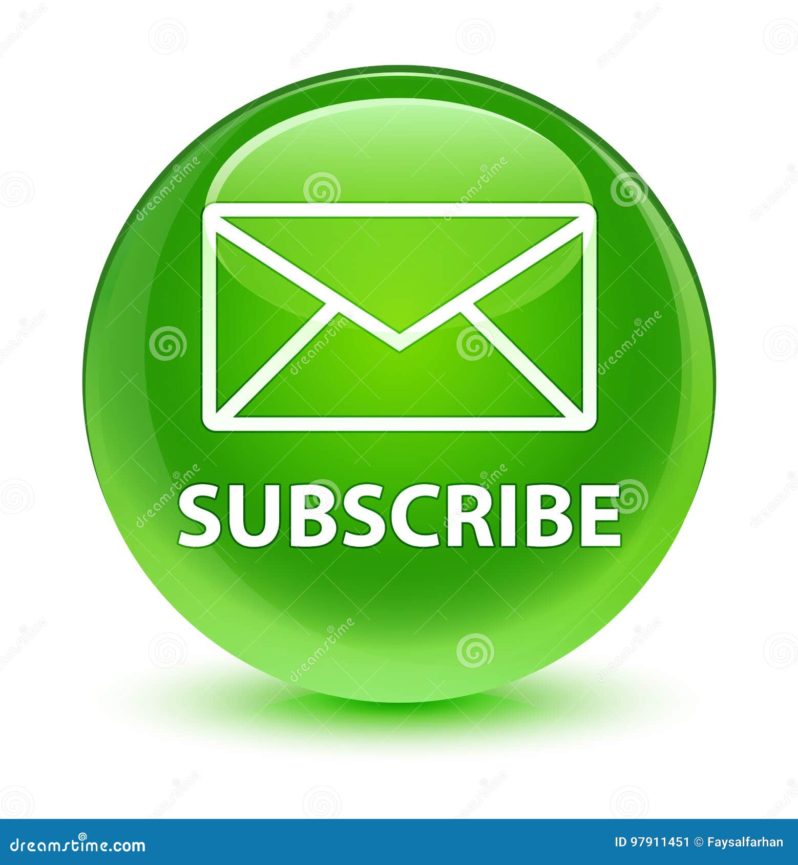 Subscribe (email Icon) Glassy Green Round Button Stock Illustration ...