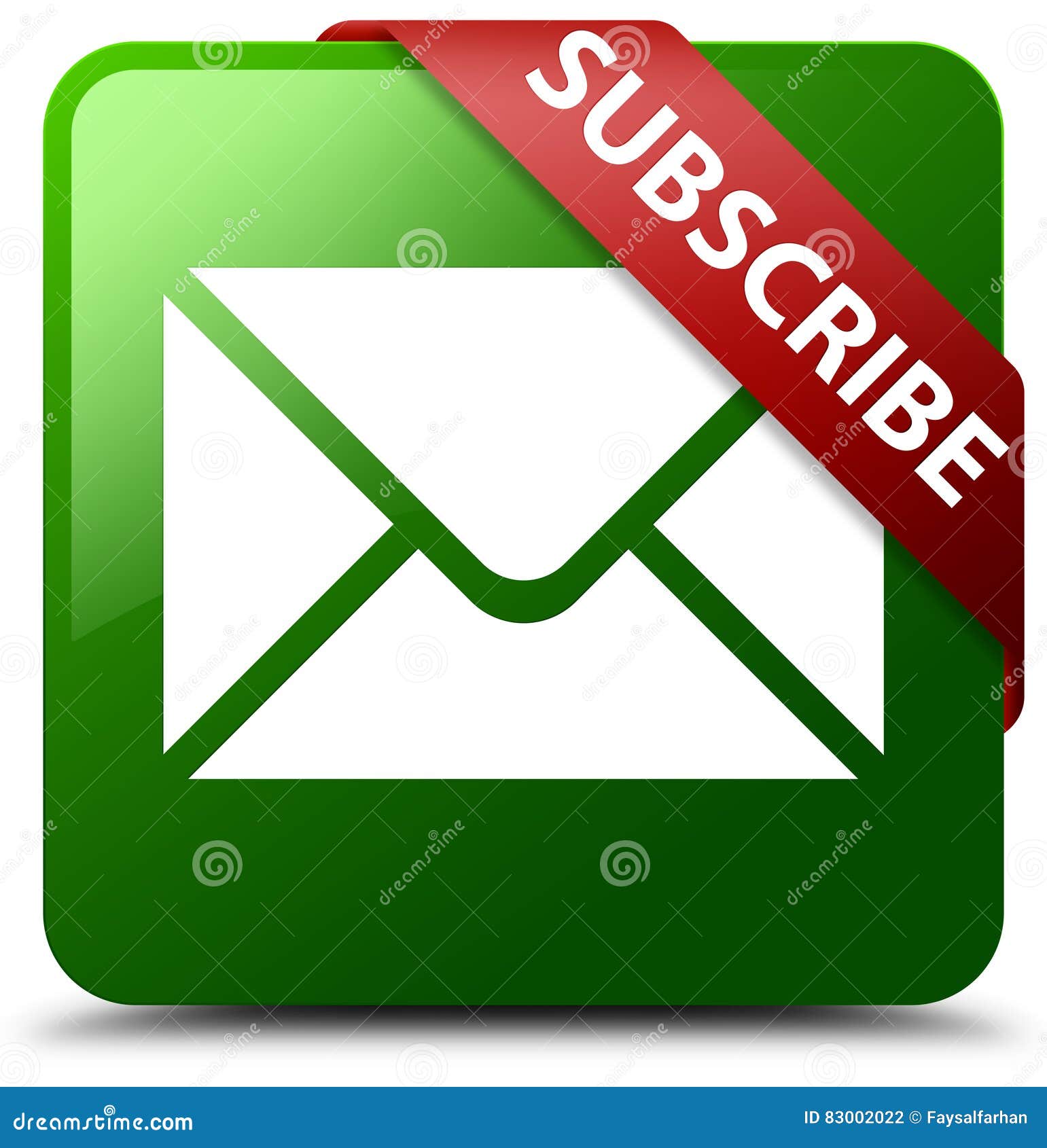 Subscribe Email Icon Green Square Button Stock Illustration ...