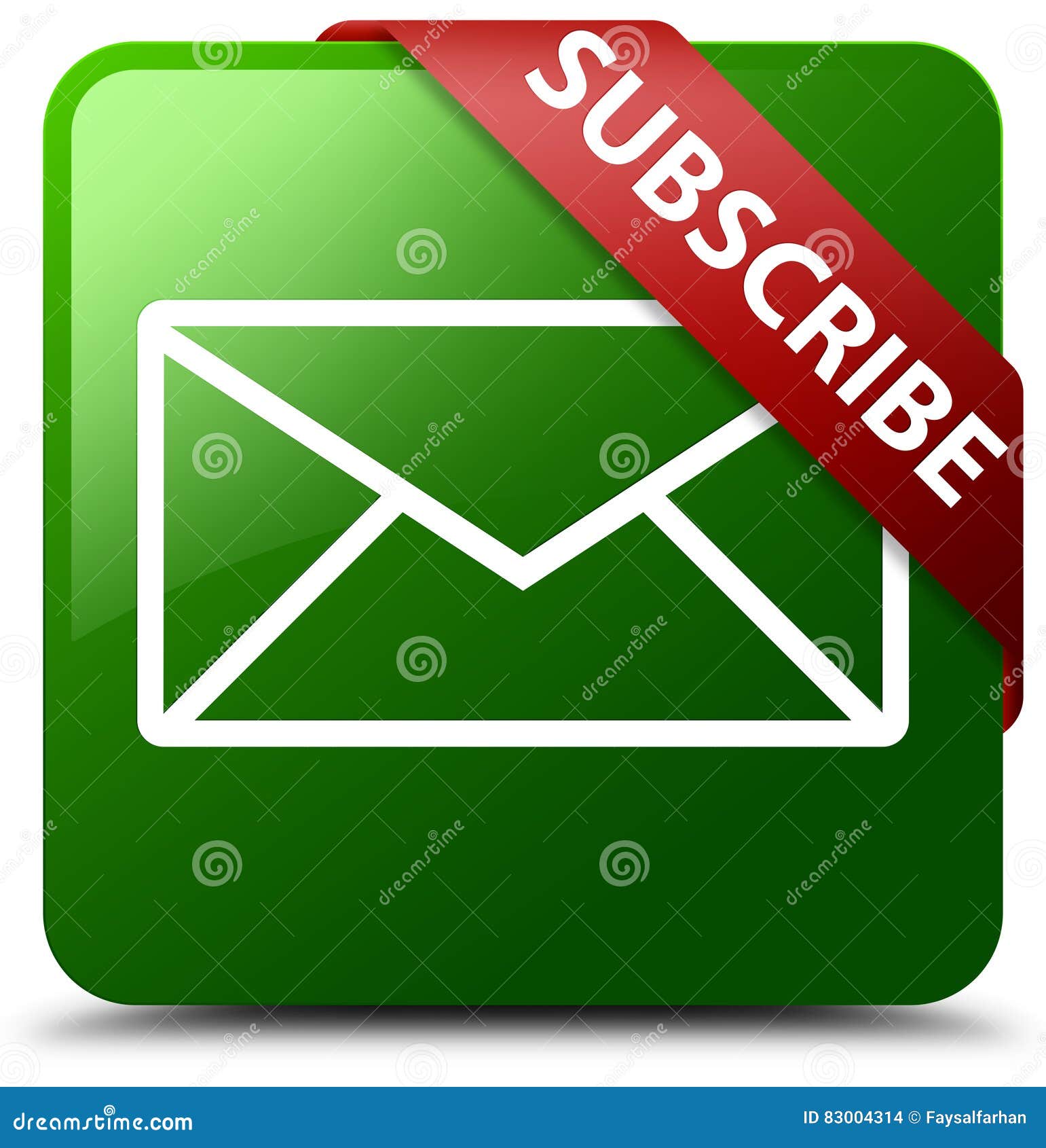 Subscribe Email Icon Green Square Button Stock Illustration ...