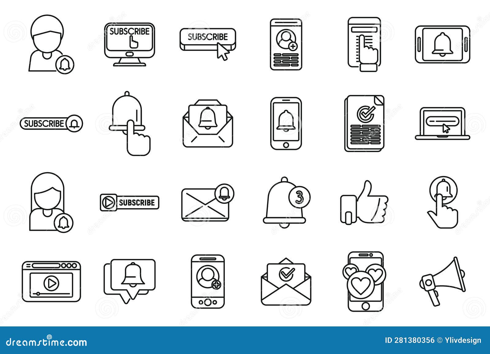 Subscribe Icons Set Outline Vector. Button Arrow Stock Vector ...
