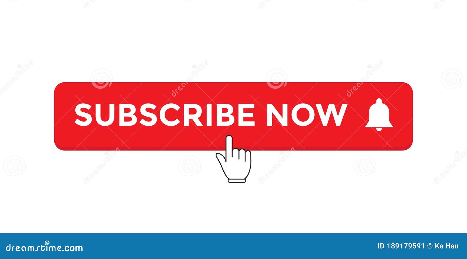 Subscribe Now Button with Click Hand Cursor Icon Vector for Channel in ...